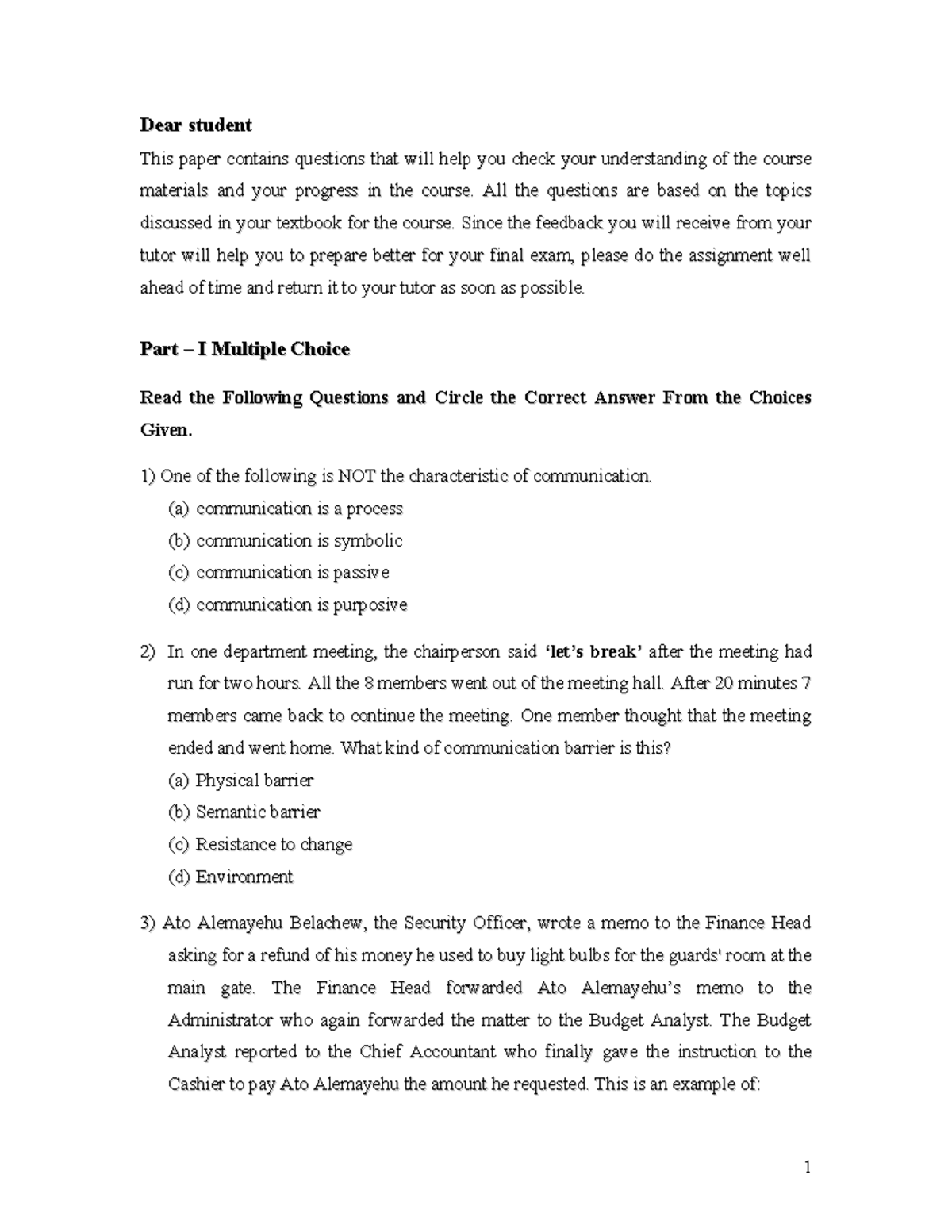 English Workshet - study - Dear studentDear student This paper contains ...