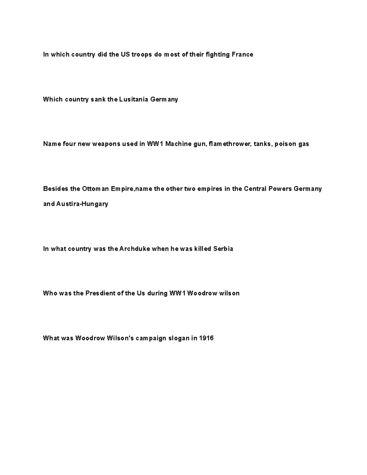 WW2 Questions - Google Docs - In which country did the US troops do ...