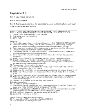 CHEM 235 - UBC - Organic Chemistry Laboratory - Studocu