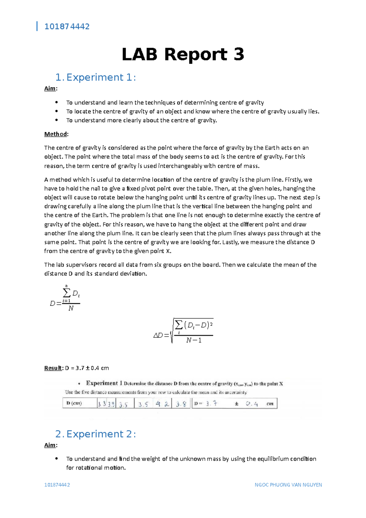 LAB 3 result lab 3 - LAB Report 3 1. Experiment 1: Aim: To understand ...