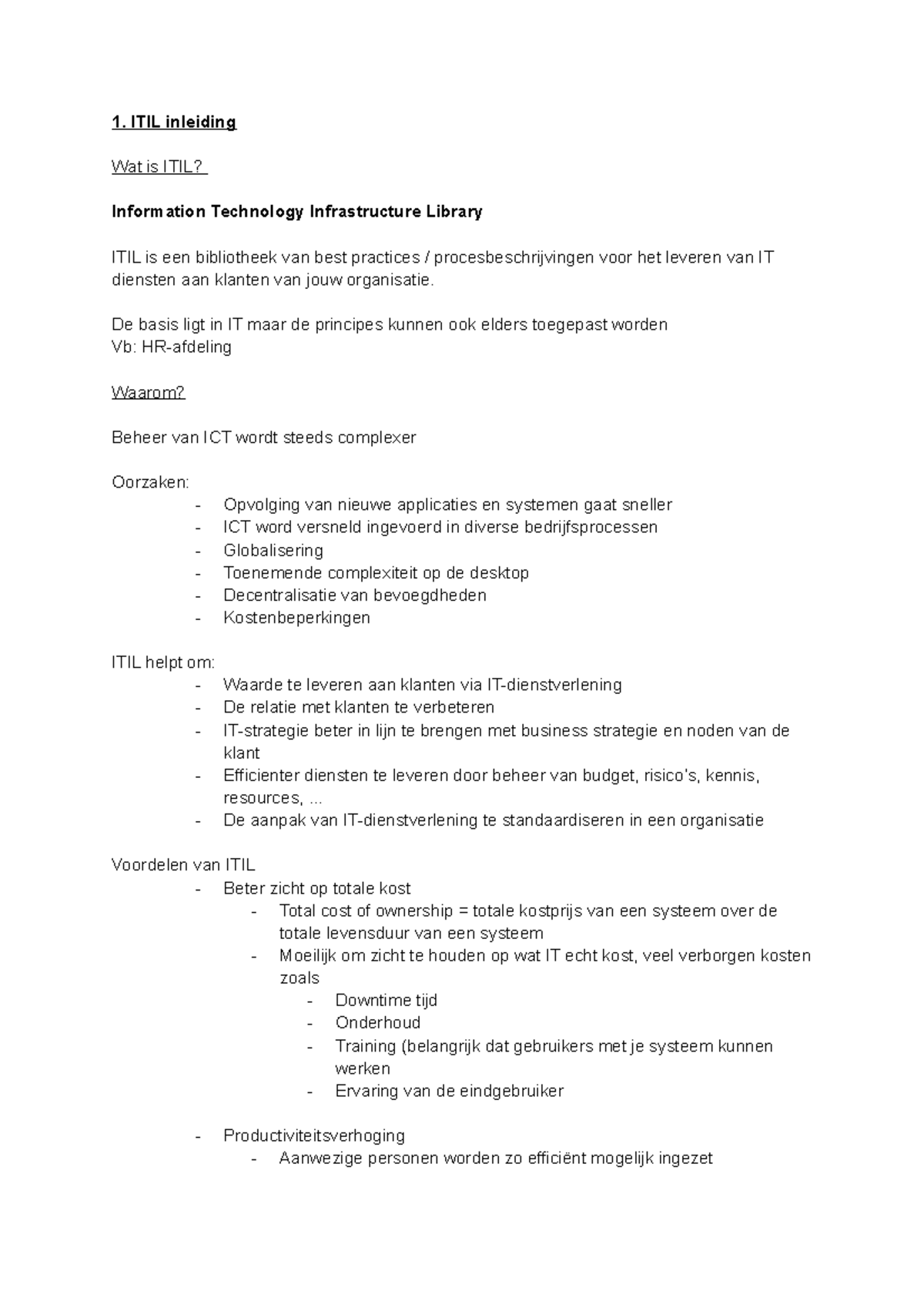 Itil samenvatting - ITIL inleiding Wat is ITIL? Information Technology ...