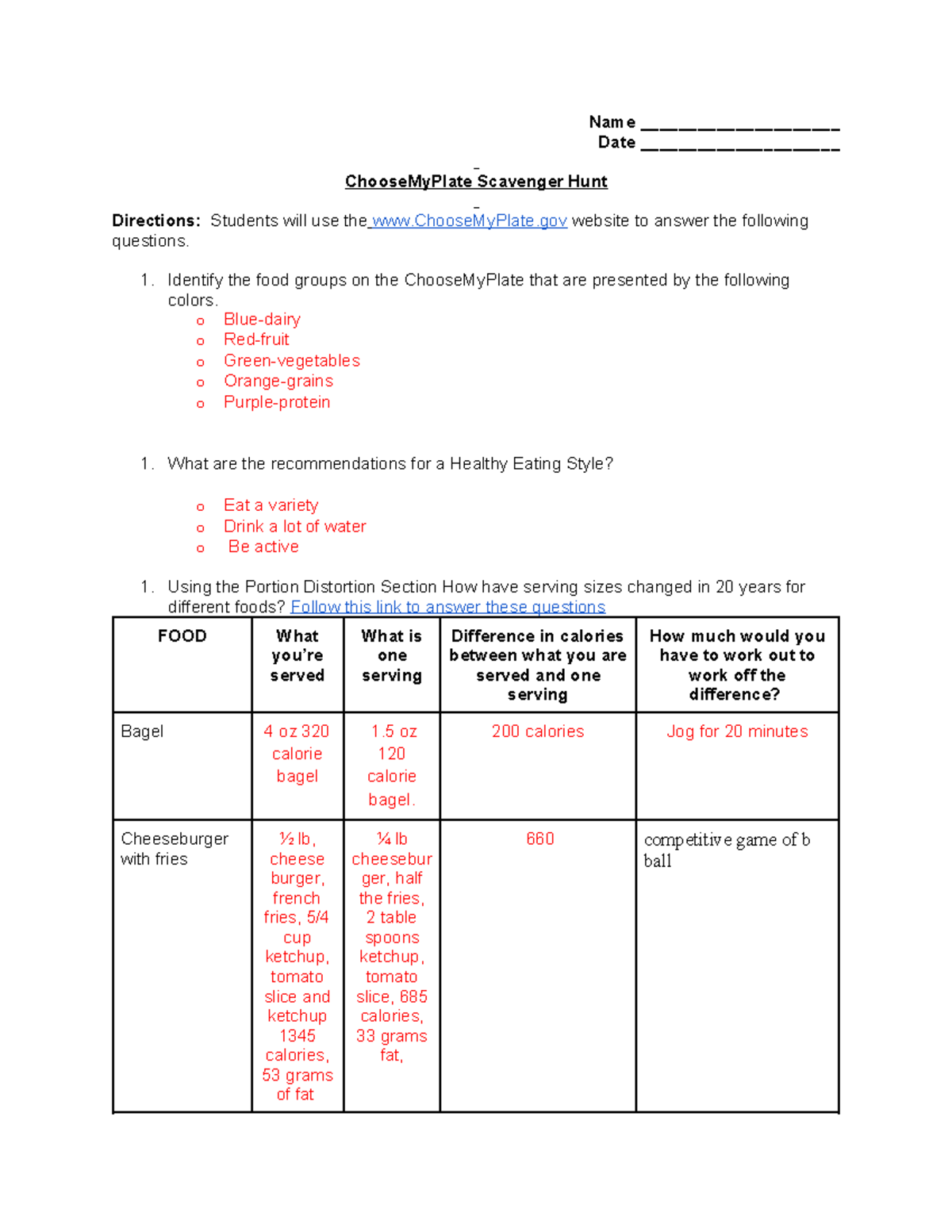 Copy of My Plate Scavenger Hunt - Cohen - Name ...