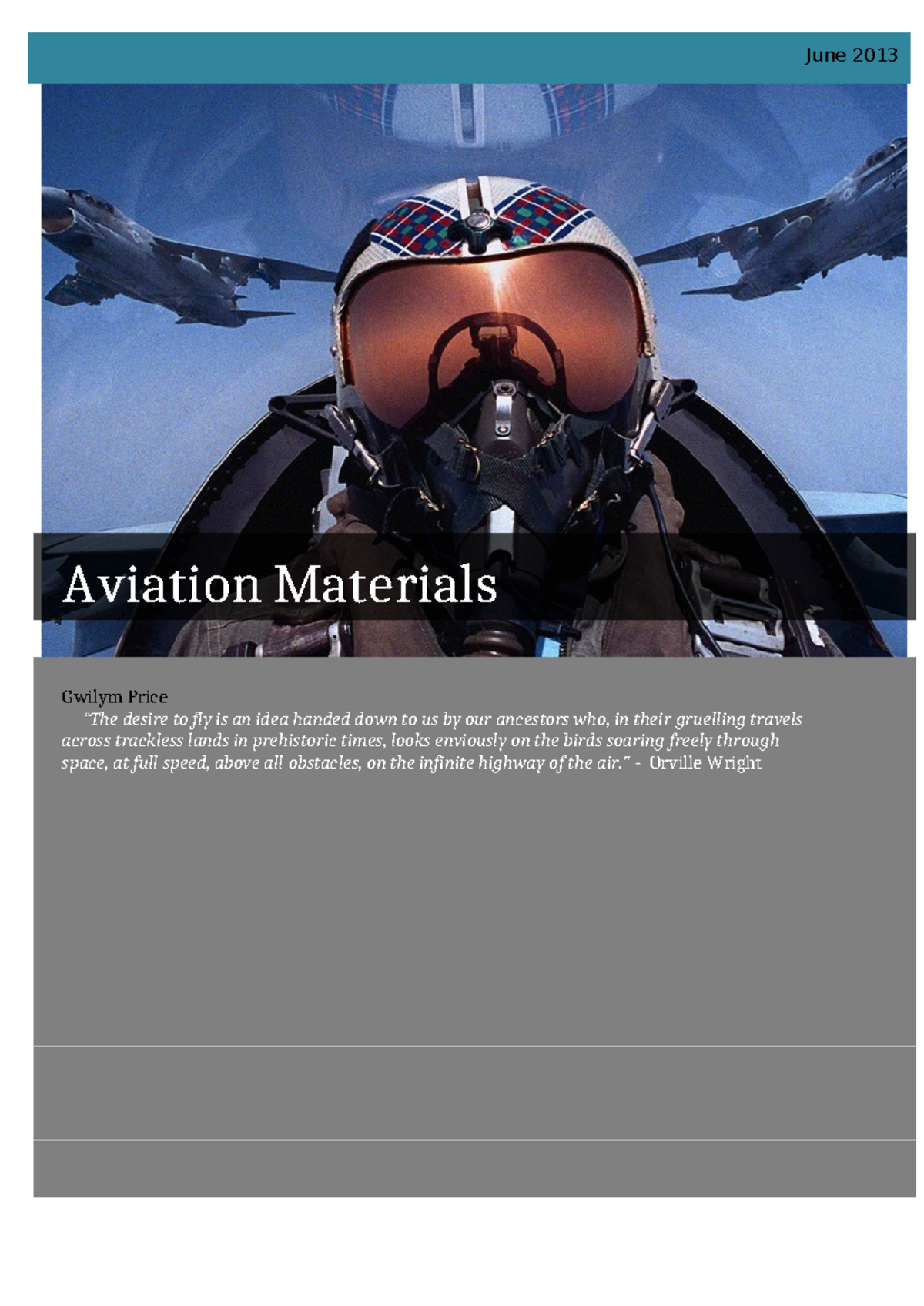 Engineering Studies Resources - Assessment Task - Aviation Materials ...