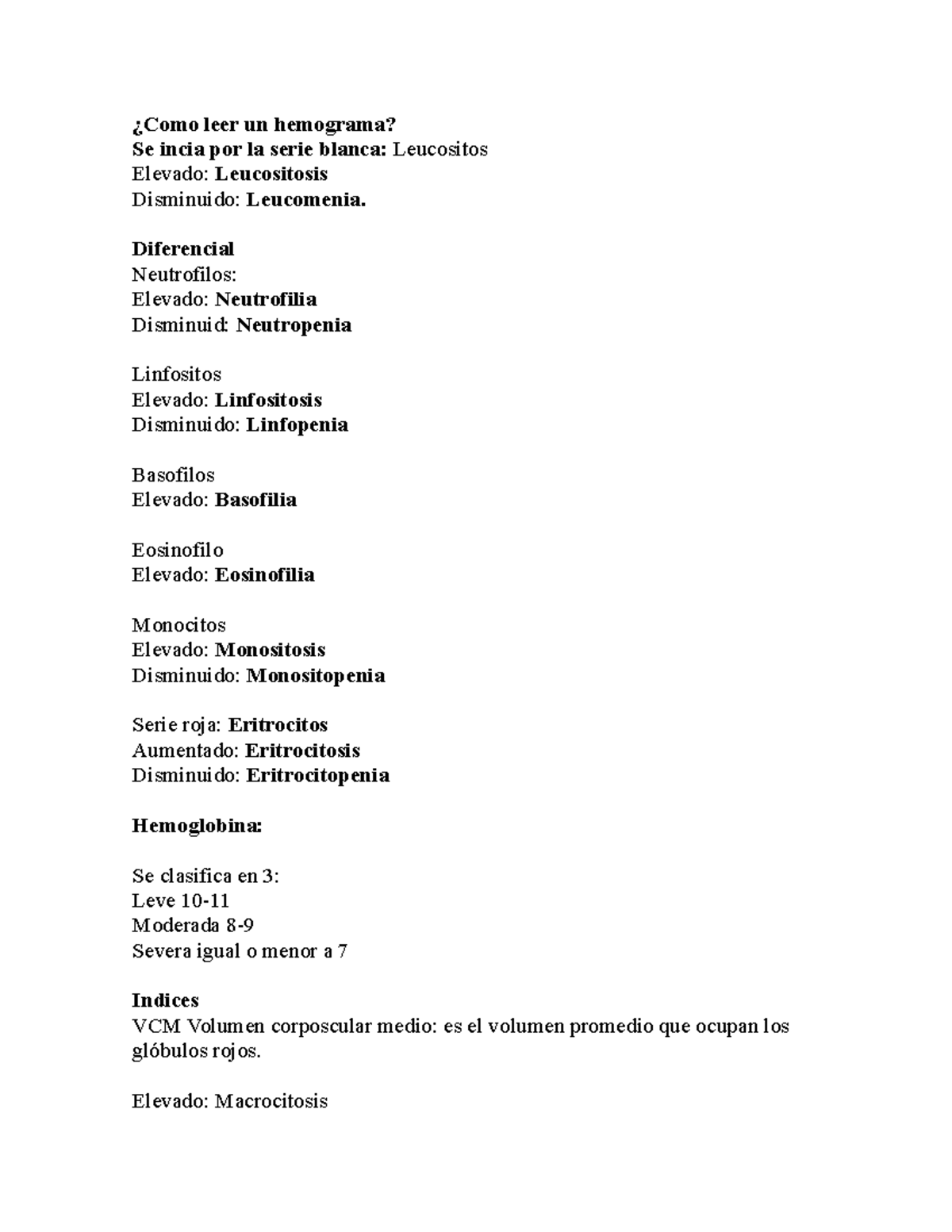 ¿Cómo leer un hemograma completo de una paciente normal o patologico ...