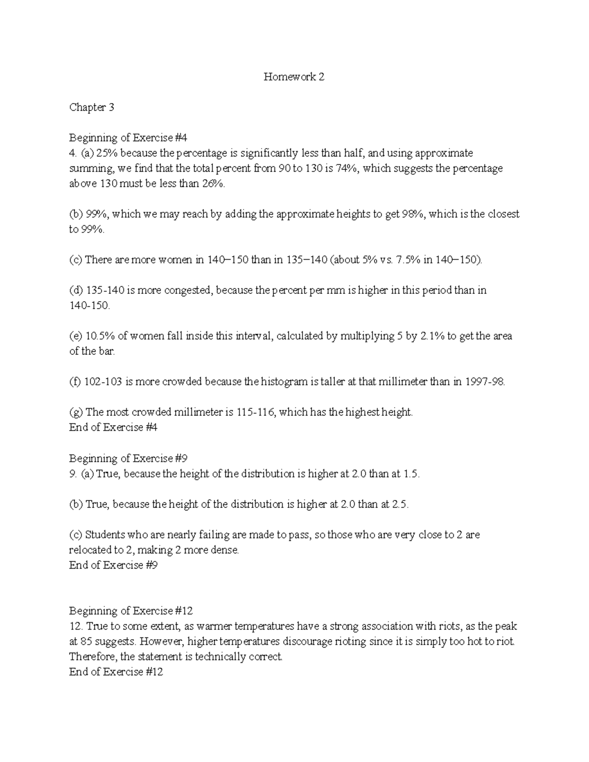 Homework 2 - Homework 2 Chapter 3 Beginning of Exercise # 4. (a) 25% ...