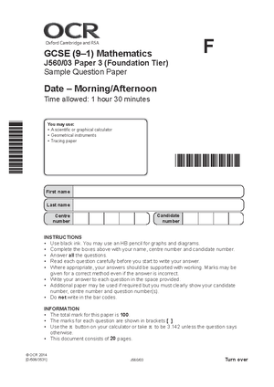 OCR GCSE Mathematics Foundation Paper 3 QP 2 - © OCR 2019 [601/4606/0 ...