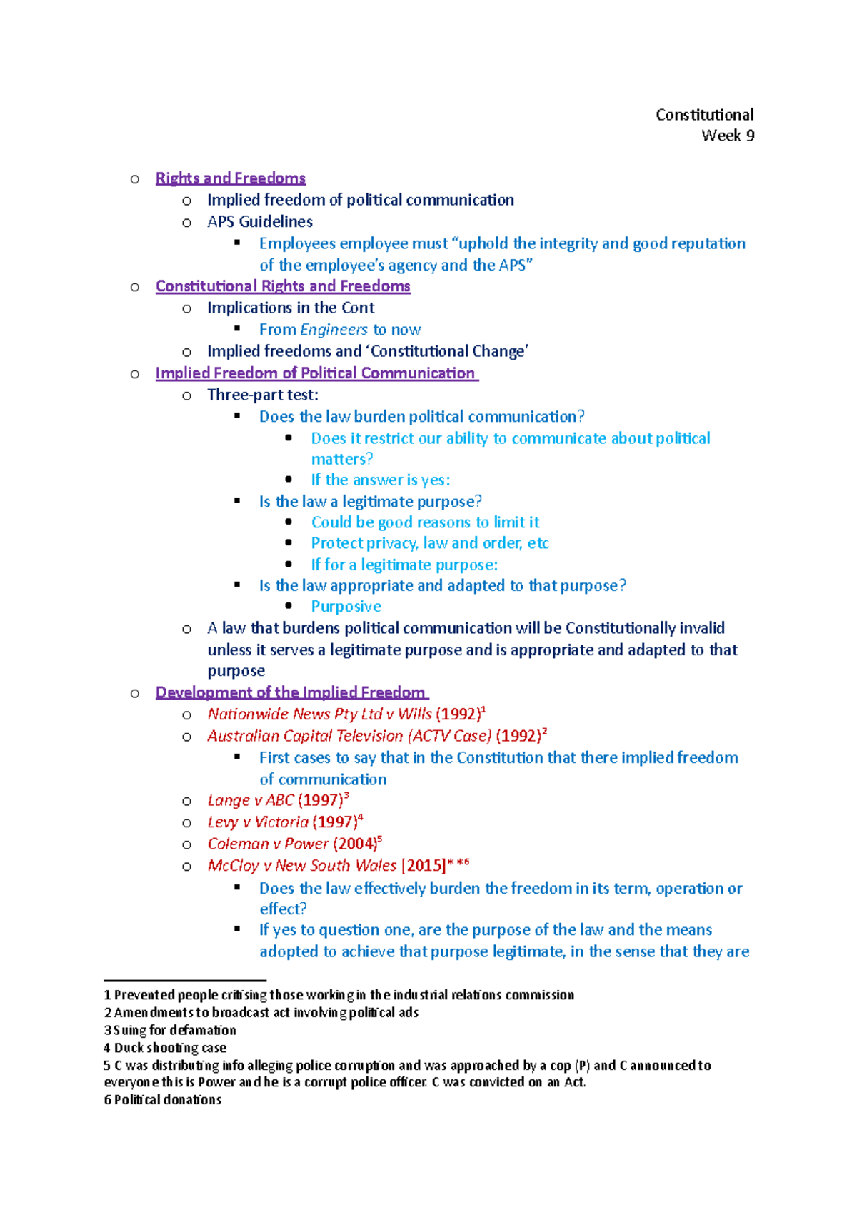 W9 Const - Lecture notes 9 - Constitutional Week 9 o Rights and ...