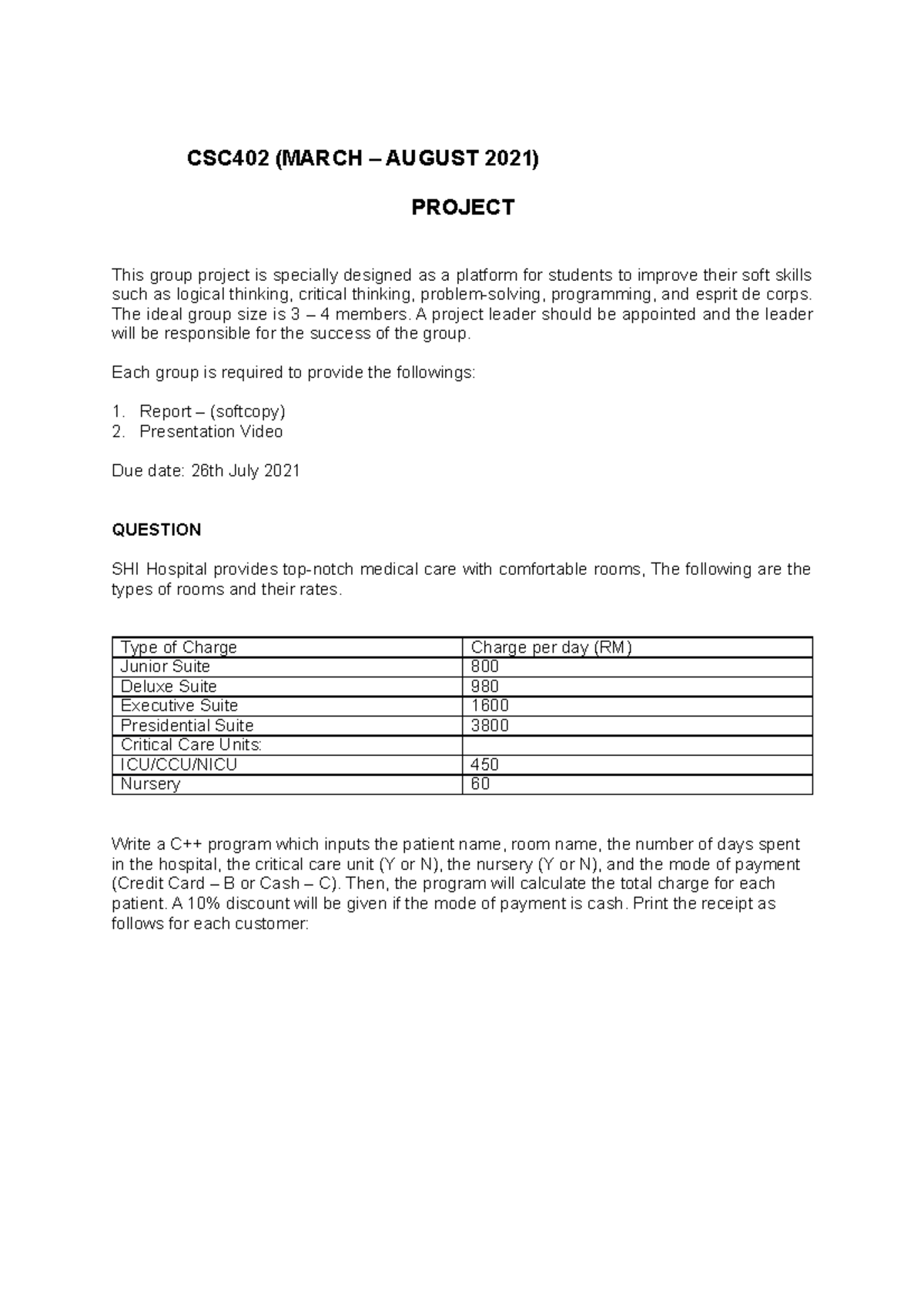 Csc402 practice programming 3 - CSC402 (MARCH – AUGUST 2021) PROJECT ...
