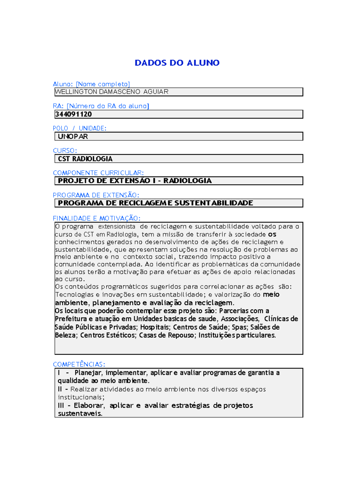 Projeto Extensao Trabalho De Faculdade Unopar Do Ano De 2021 Dados