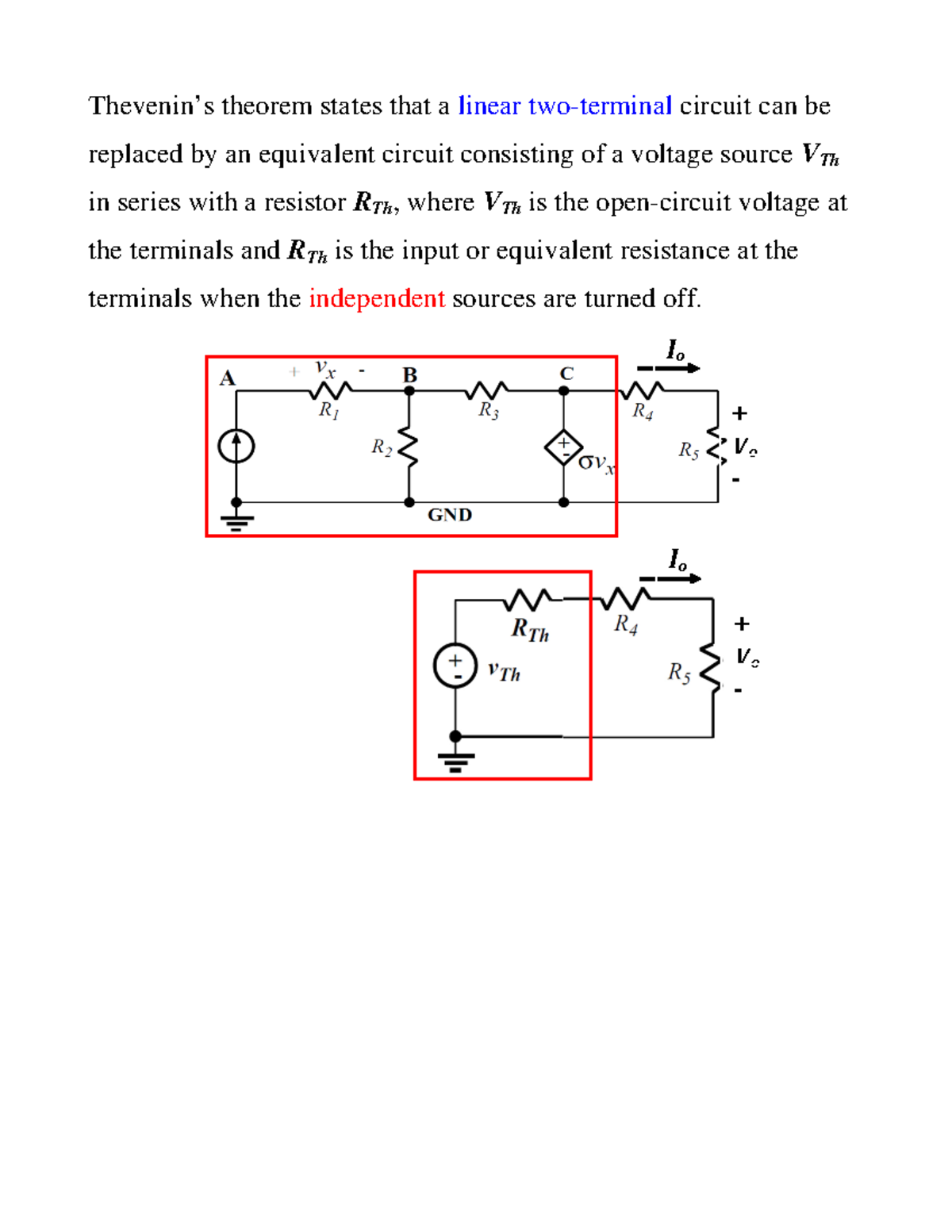 Thevenin norton theorems - Thevenin’s theorem states that a linear two ...