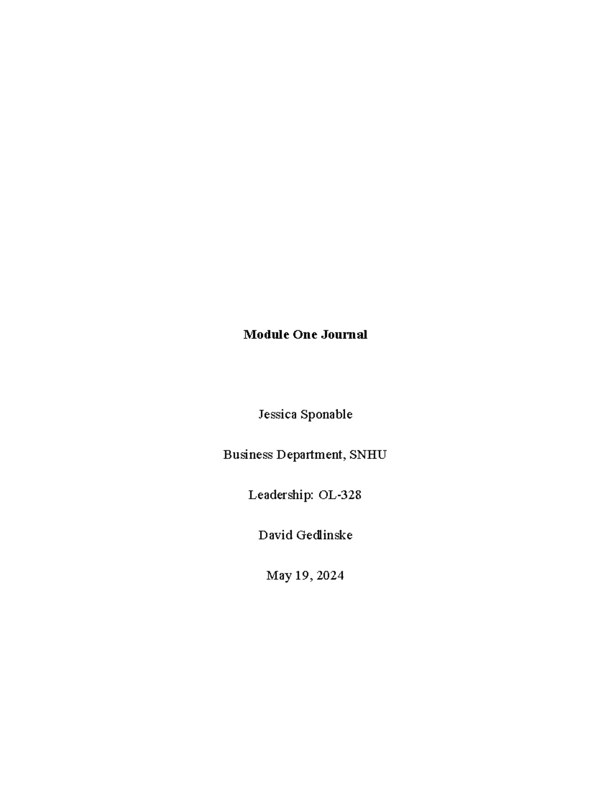 Module One Journal - Module One Journal Jessica Sponable Business ...