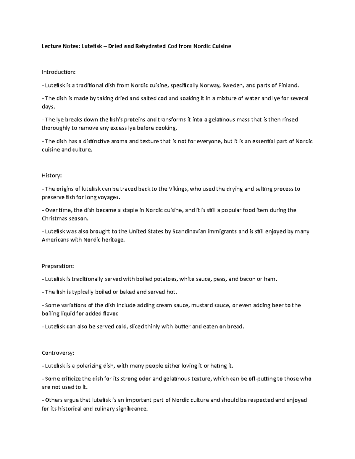 Lecture Notes: Lutefisk – Dried and Rehydrated Cod from Nordic Cuisine ...