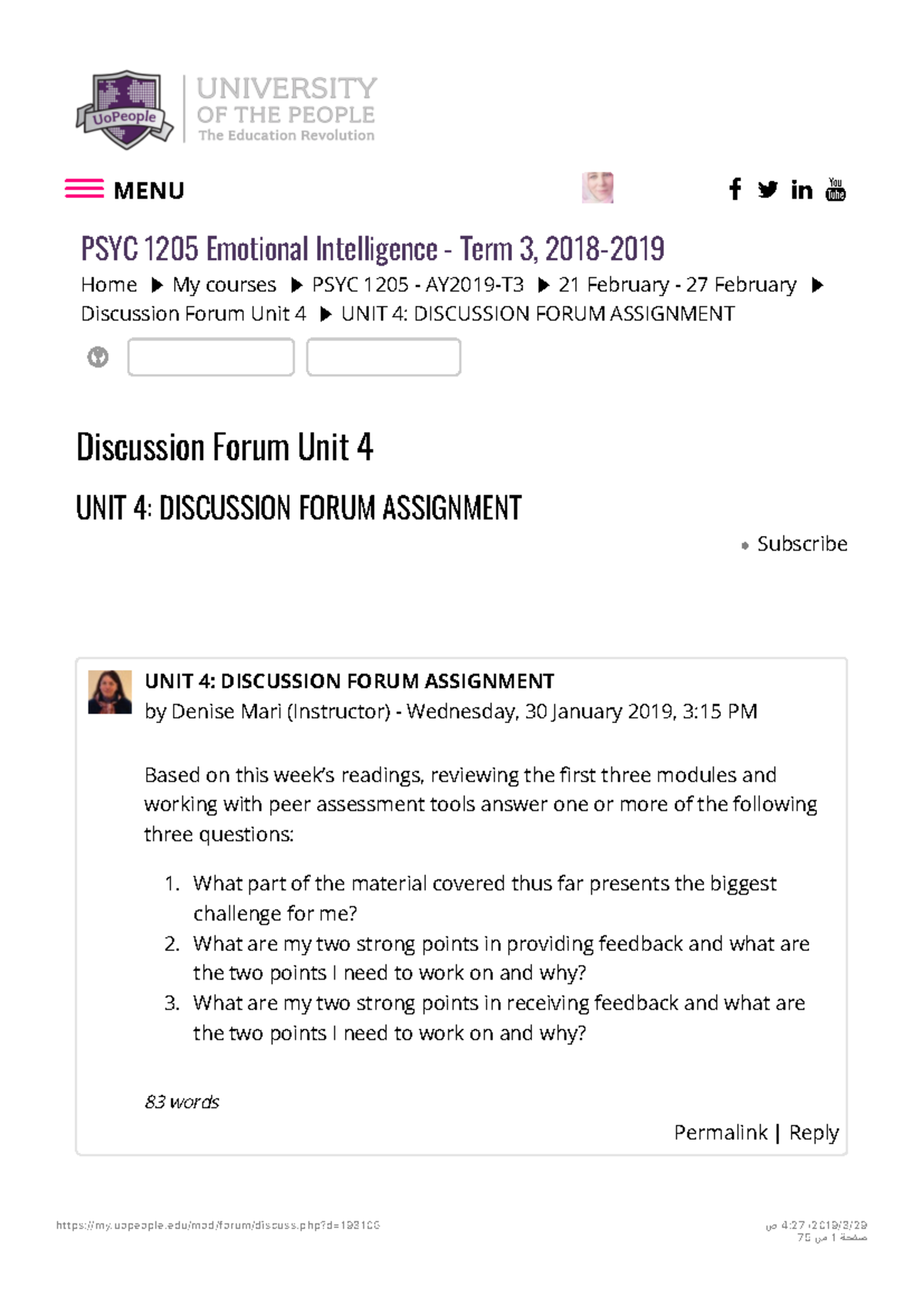 Discussion Forum Unit 4 - What part of the material covered thus far ...