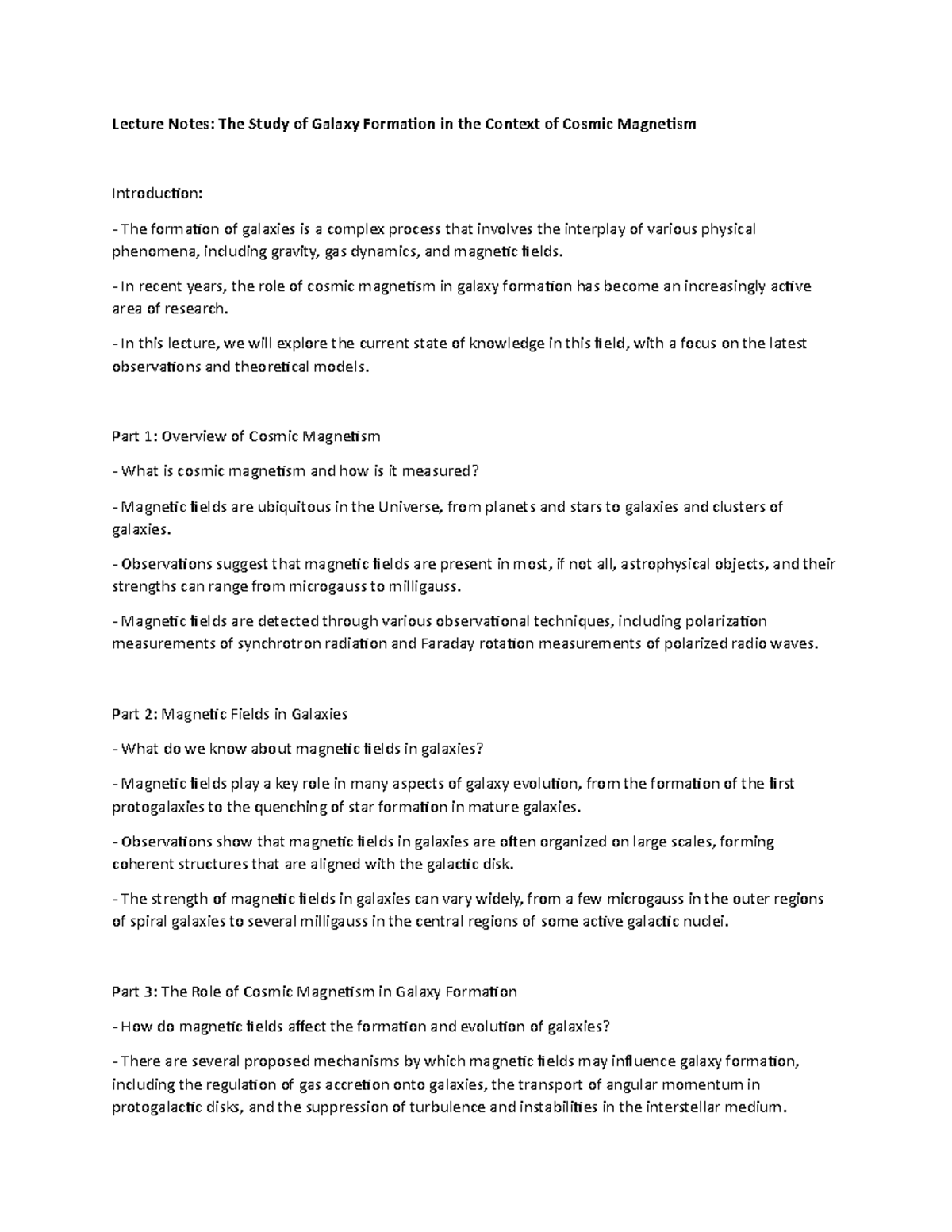 Lecture Notes: The Study of Galaxy Formation in the Context of Cosmic ...