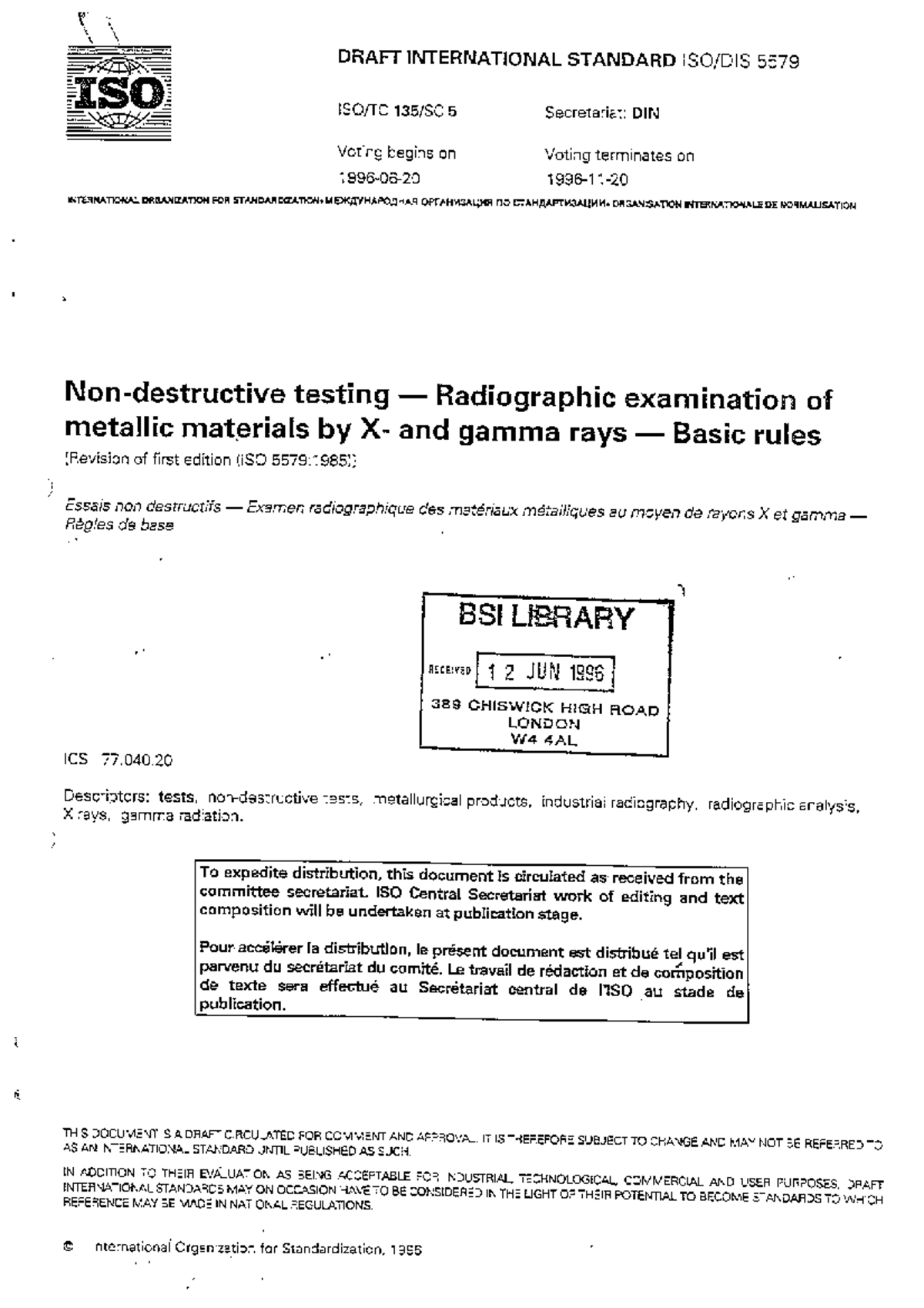 ISO-DIS 5579 - NORMA - Administración Empresarial I - Studocu