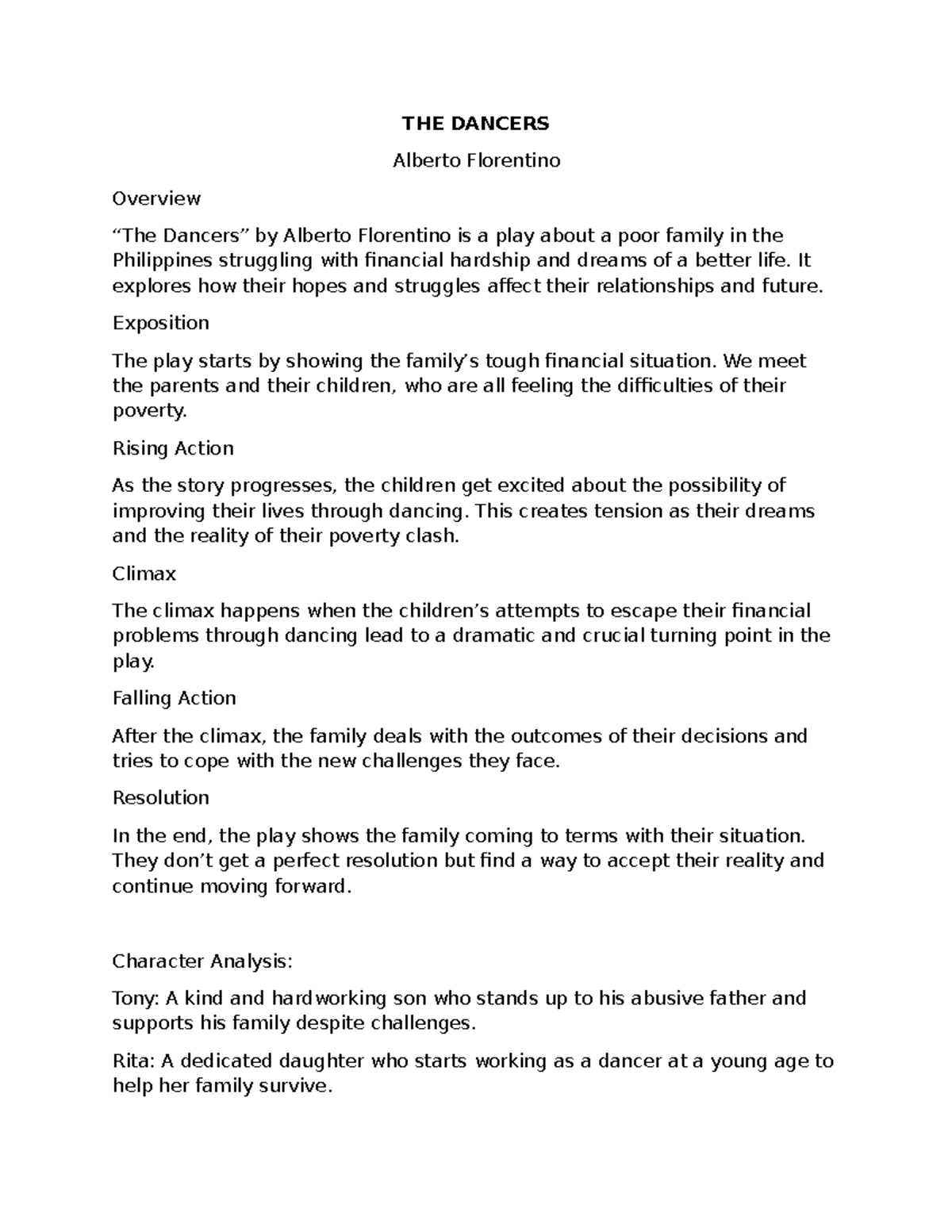 The Dancers - THE DANCERS Alberto Florentino Overview “The Dancers” by ...