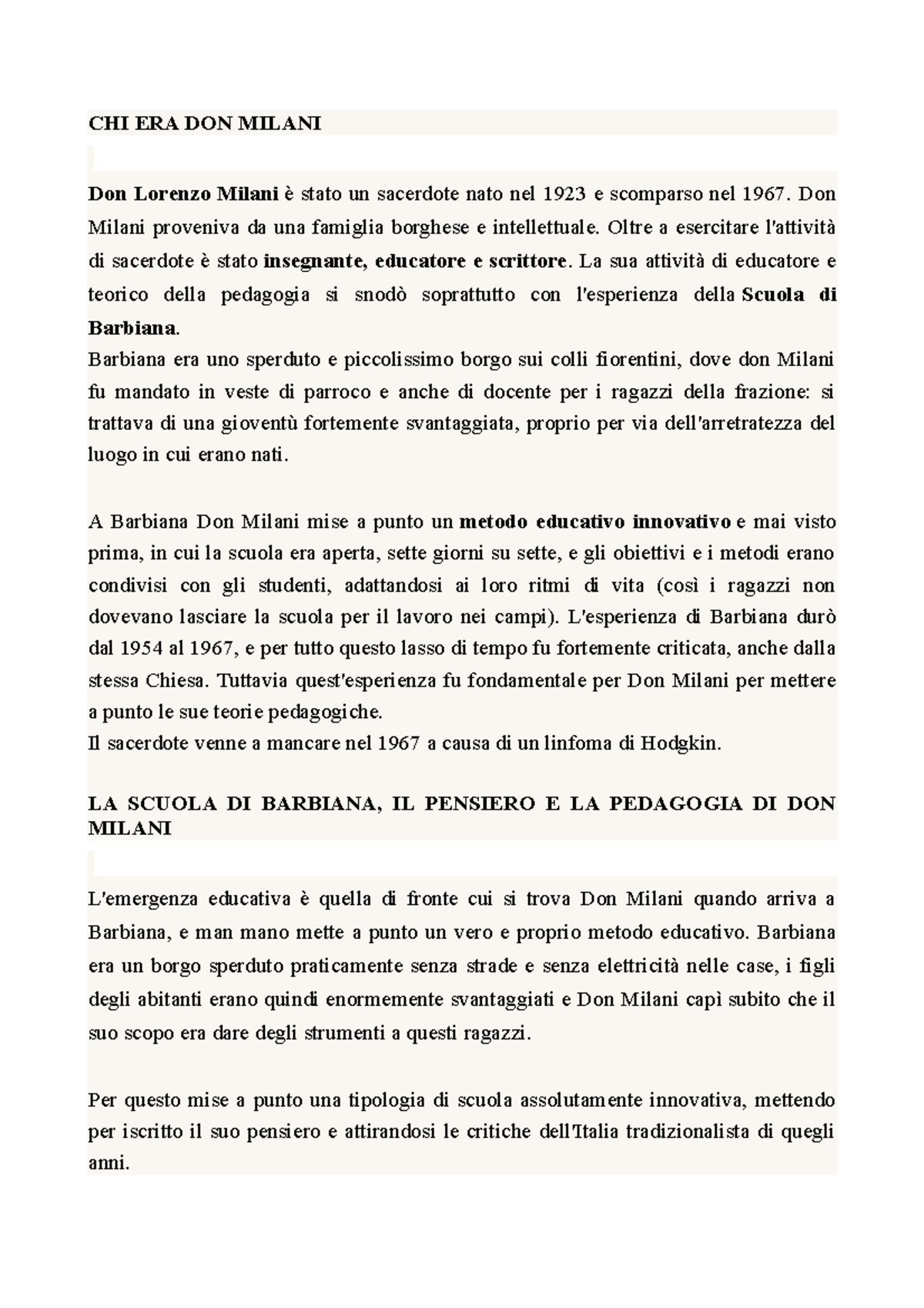 CHI ERA DON MILANI - CHI ERA DON MILANI Don Lorenzo Milani è stato un ...