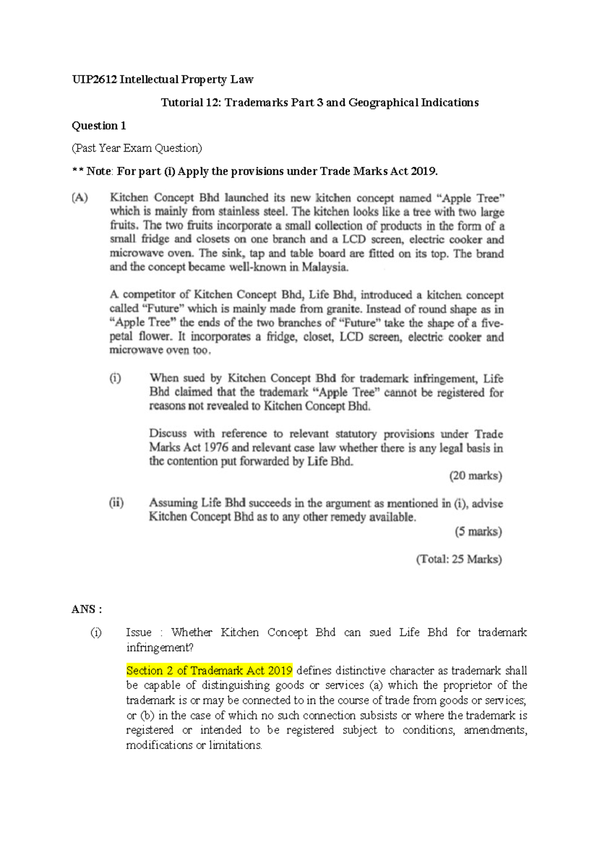 IPL Tutorial 12 TM-Part 3 Geographical Indication - UIP2612 ...