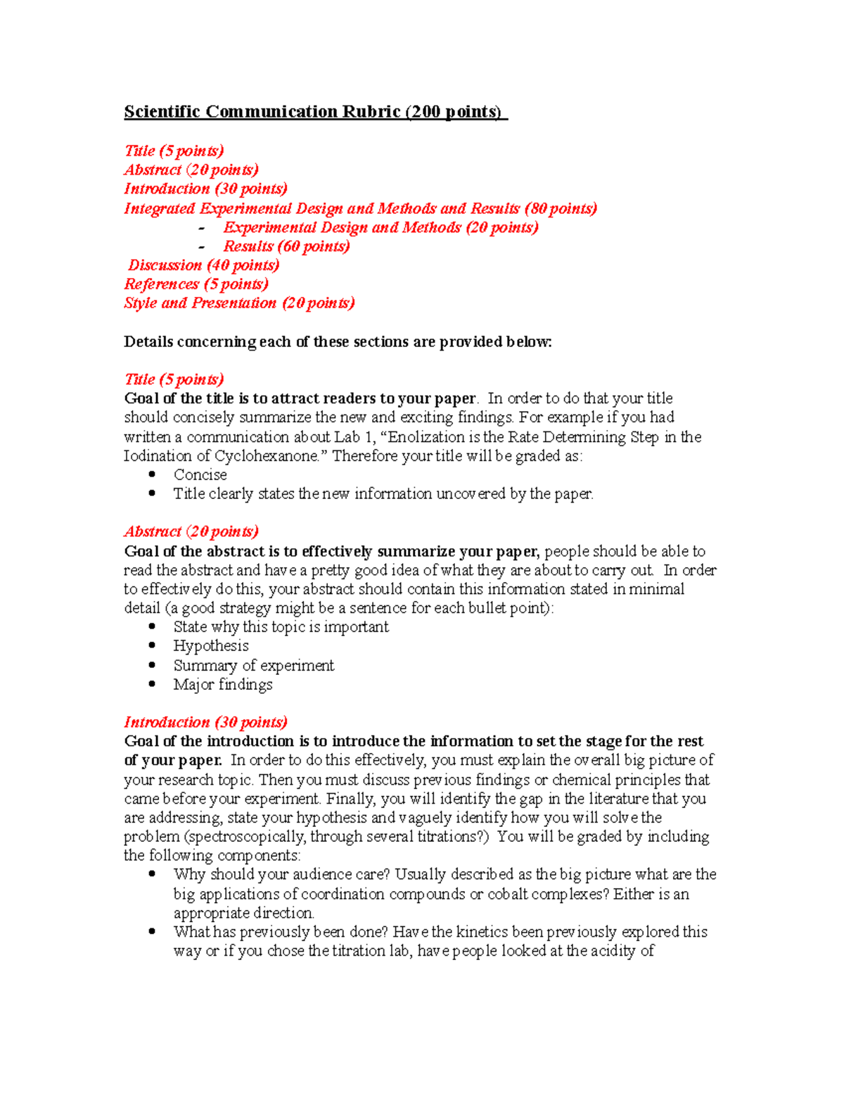 Rubric for Communication Assignment - Scientific Communication Rubric ...