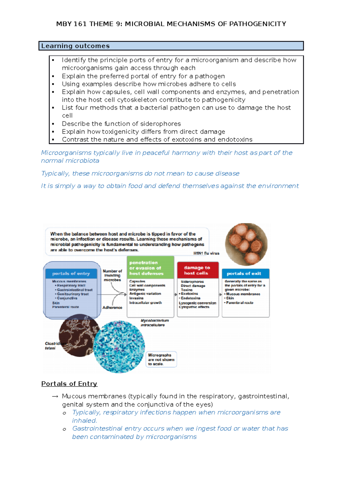 Theme 9 notes - Microbial mechanisms of pathogenicity - Learning ...