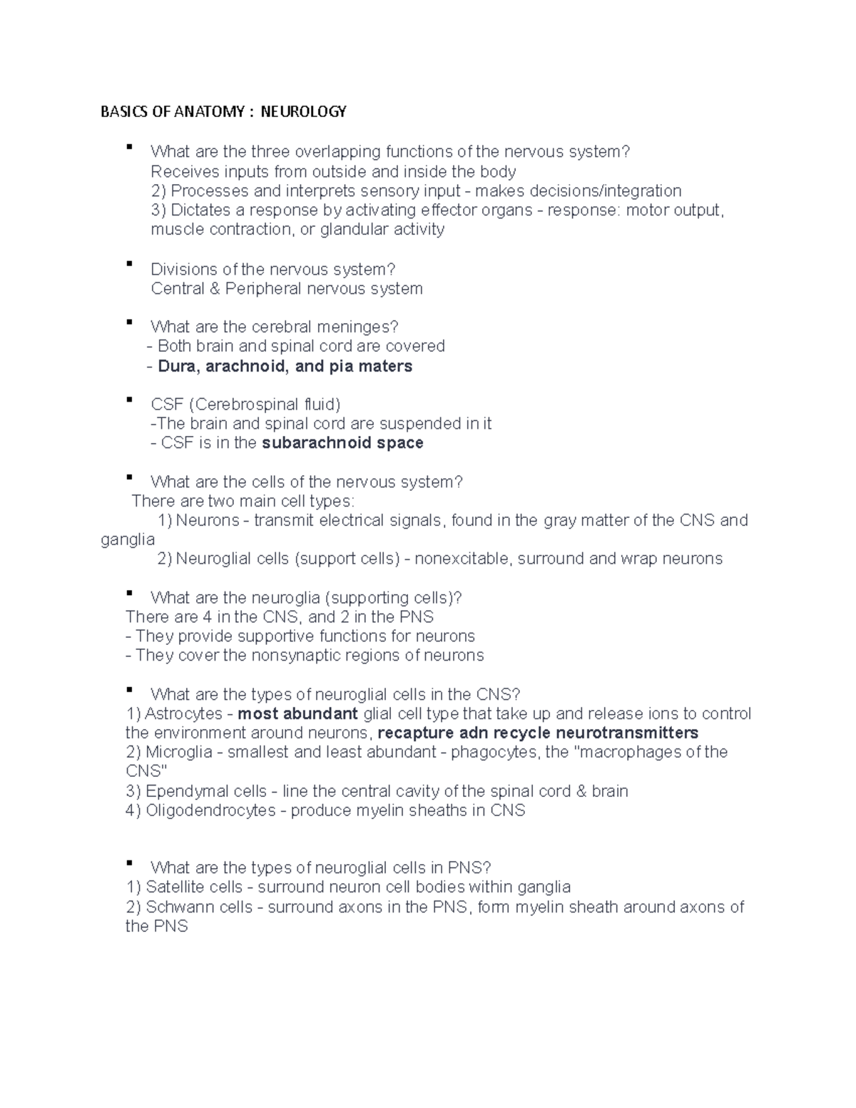 Basics OF Anatomy: Neurology - BASICS OF ANATOMY : NEUROLOGY What are ...