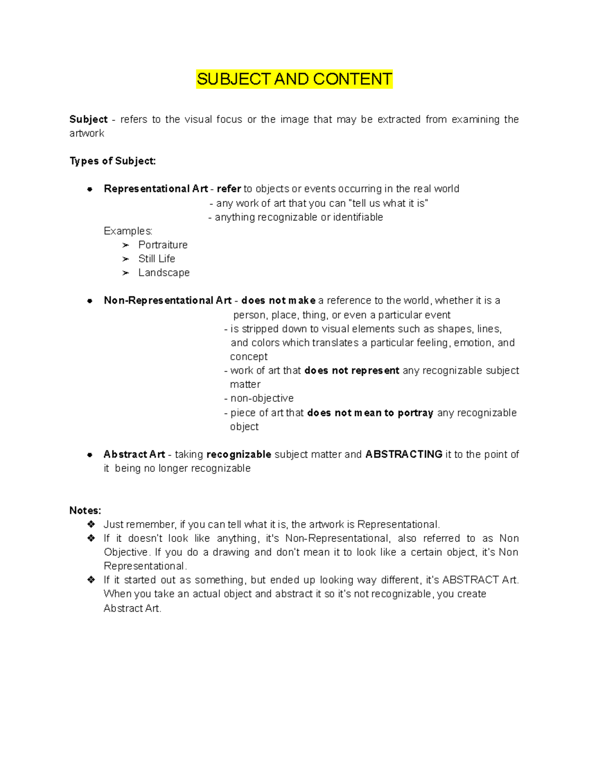 SUBJECT AND CONTENT - SUBJECT AND CONTENT Subject - refers to the ...