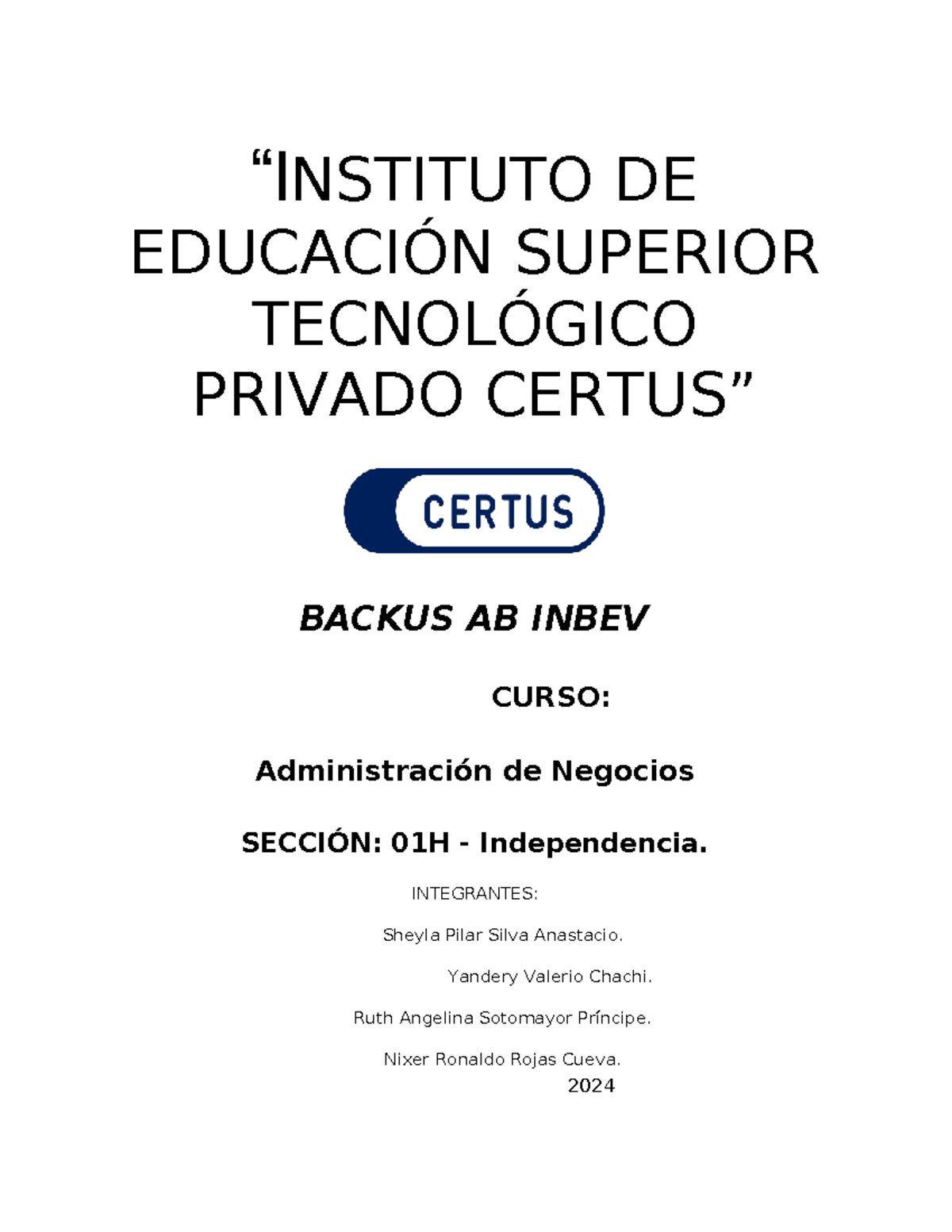 AA1 01H Grupo 3 - “INSTITUTO DE EDUCACIÓN SUPERIOR TECNOLÓGICO PRIVADO ...