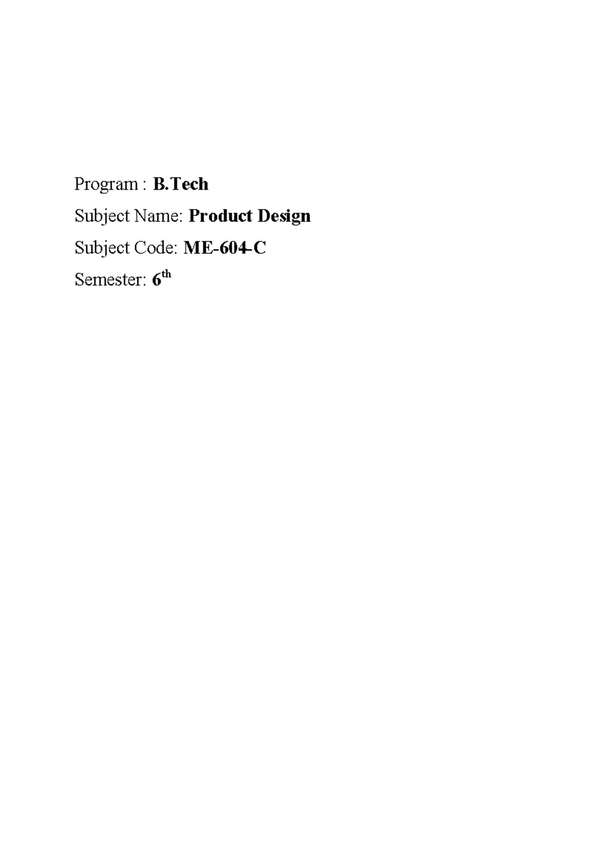 Unit 1 - Product Design - notes - Program : B Subject Name: Product ...