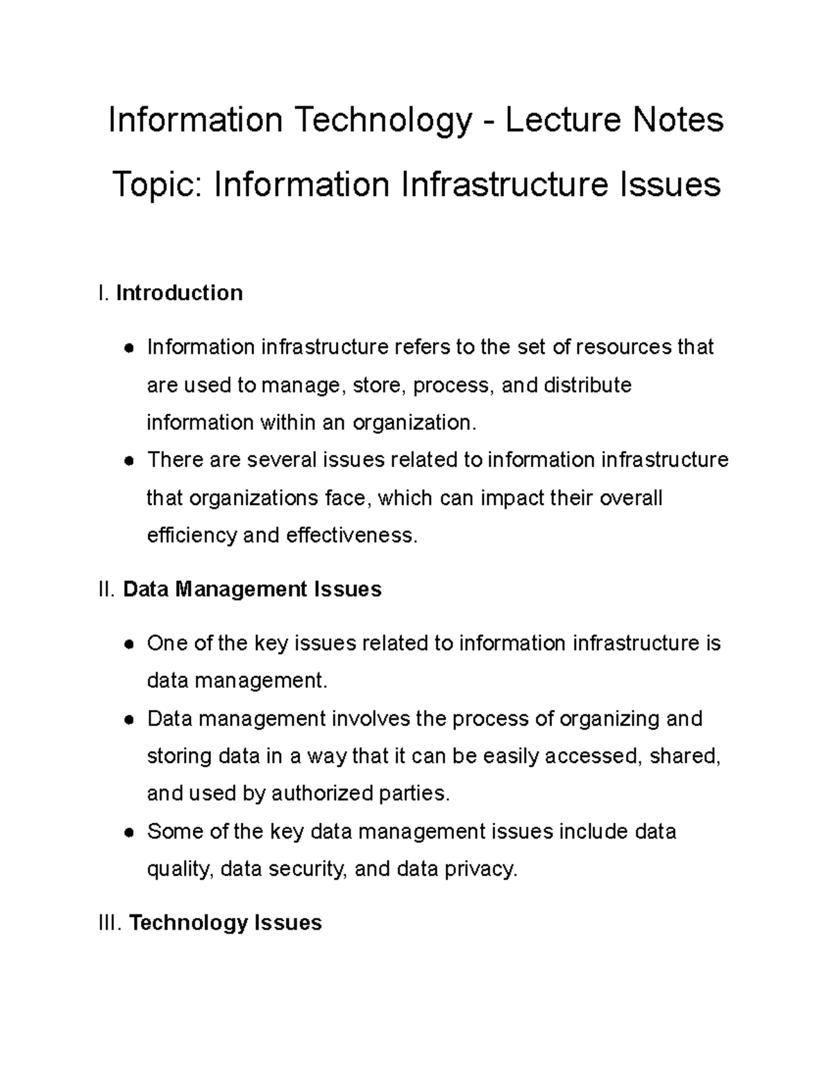 Information Infrastructure Issues - Introduction Information infrastructure refers to the set of ...