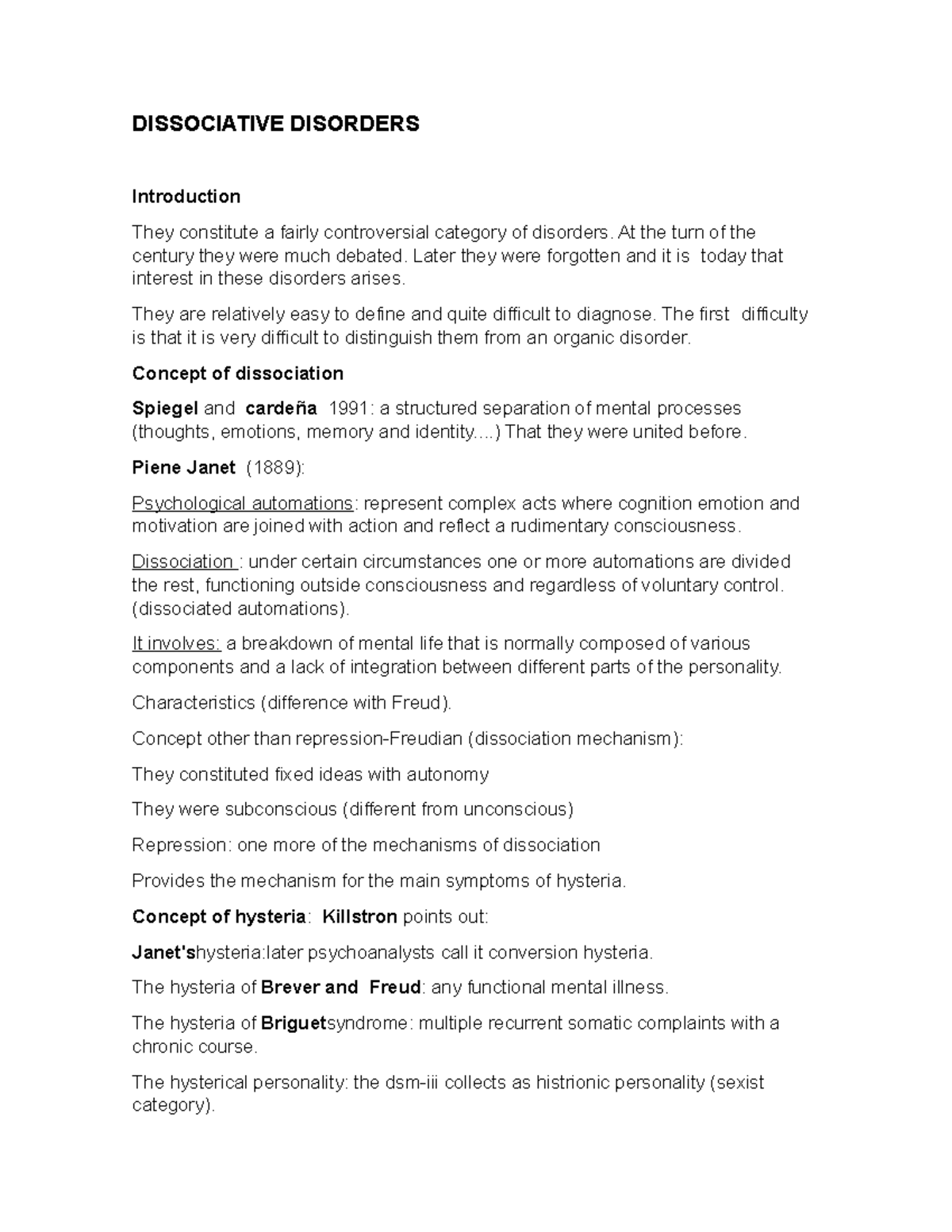 Dissociative Disorders - DISSOCIATIVE DISORDERS Introduction They ...