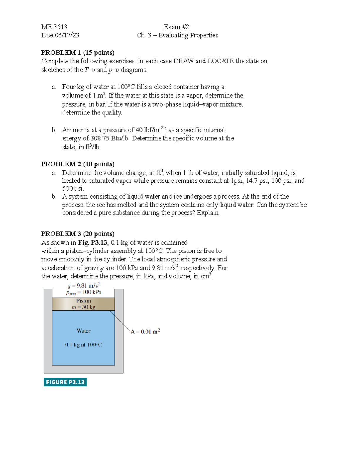 Exam 2 - SU23 - Exam on chapter 3 (use for practice) - PROBLEM 1 (15 ...