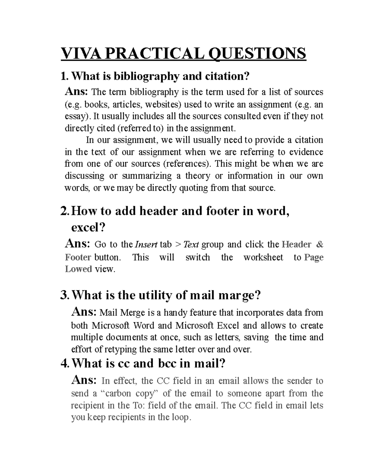 VIVA Practical Questions - VIVA PRACTICAL QUESTIONS 1. What is ...