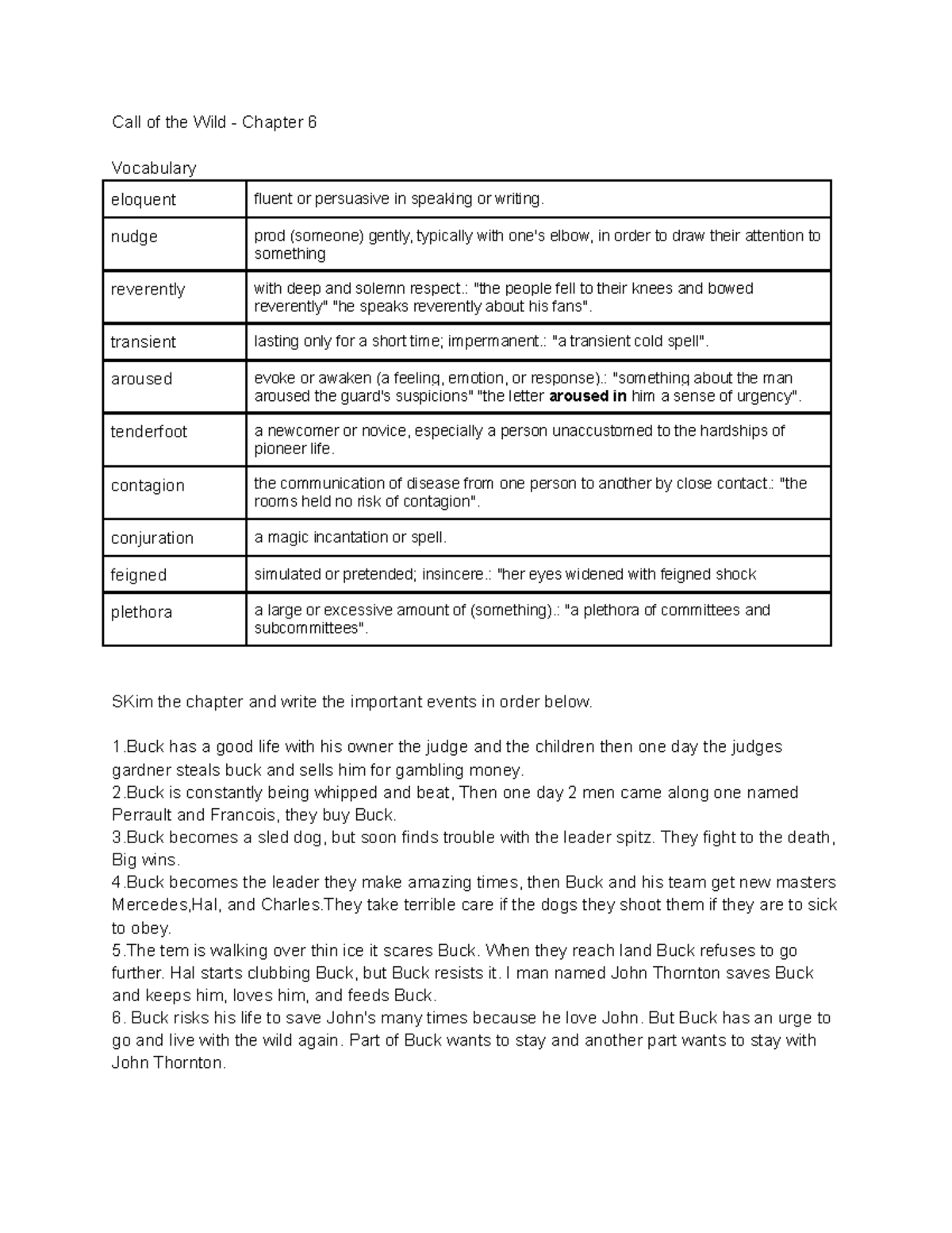 Call of the Wild - Chapter 6 - Studocu