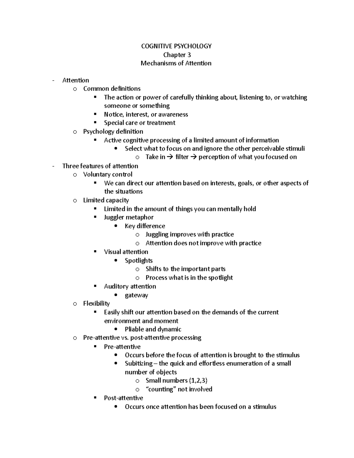CH 3 - Mechanisms OF Attention - COGNITIVE PSYCHOLOGY Chapter 3 ...