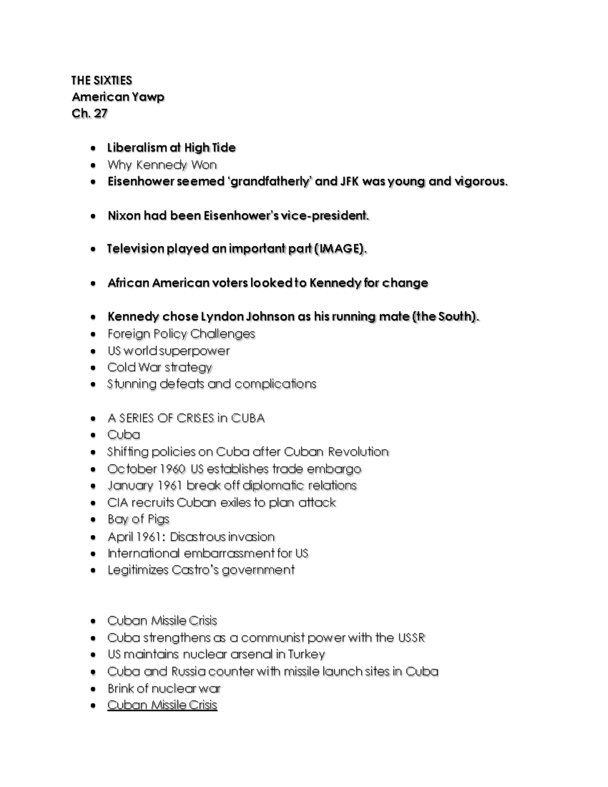 American YAWP Ch. 27 - Professor Rhonda Minten - THE SIXTIES American ...