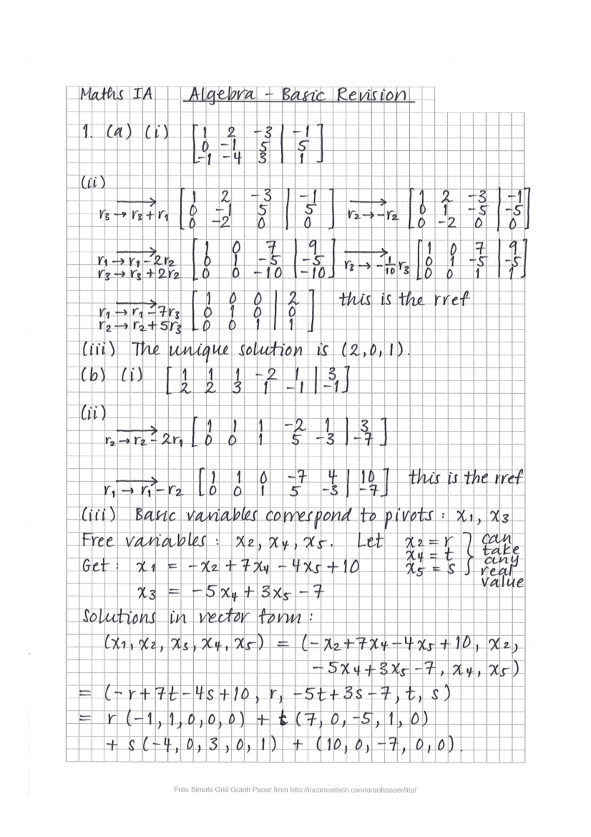IA Alg Basic Revision Solutions - Maths IA Algebra Basic Revision 1. (a ...