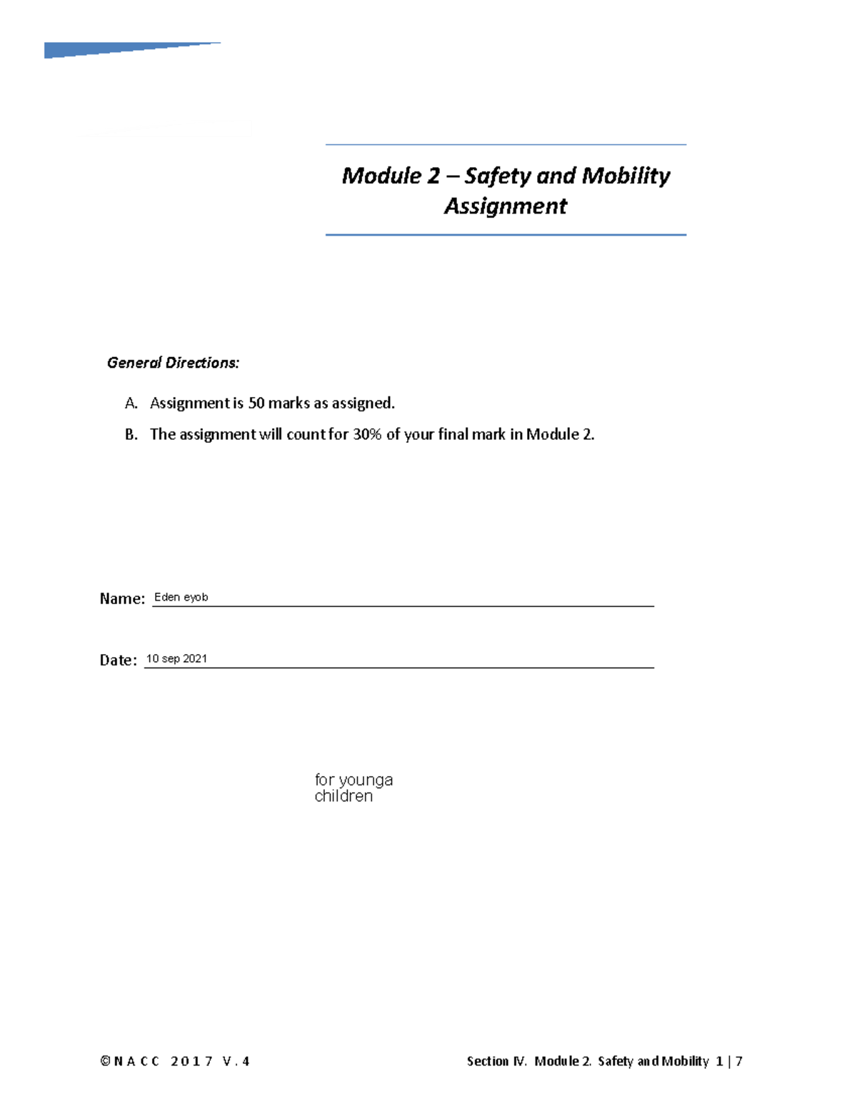IV-3 Assigmt- Module 2 Safety & Mobility - Module 2 – Safety and Mobility Assignment General ...