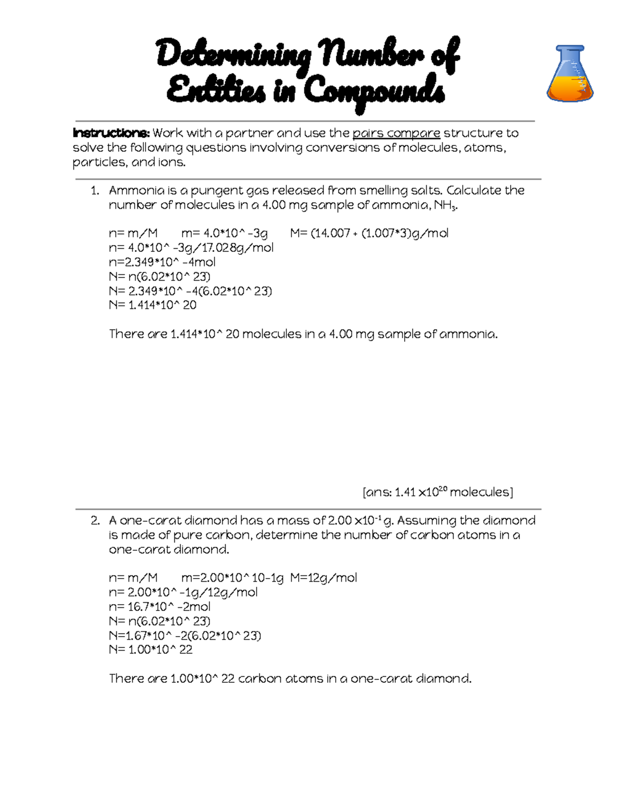 Determining Number of Entities in Compounds- Pairs Compare (3U ...