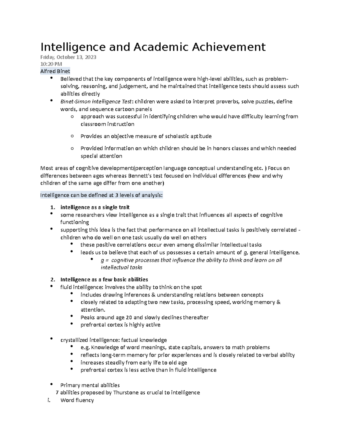 Chapter 8 - Intelligence and Academic Achievement - Intelligence and ...