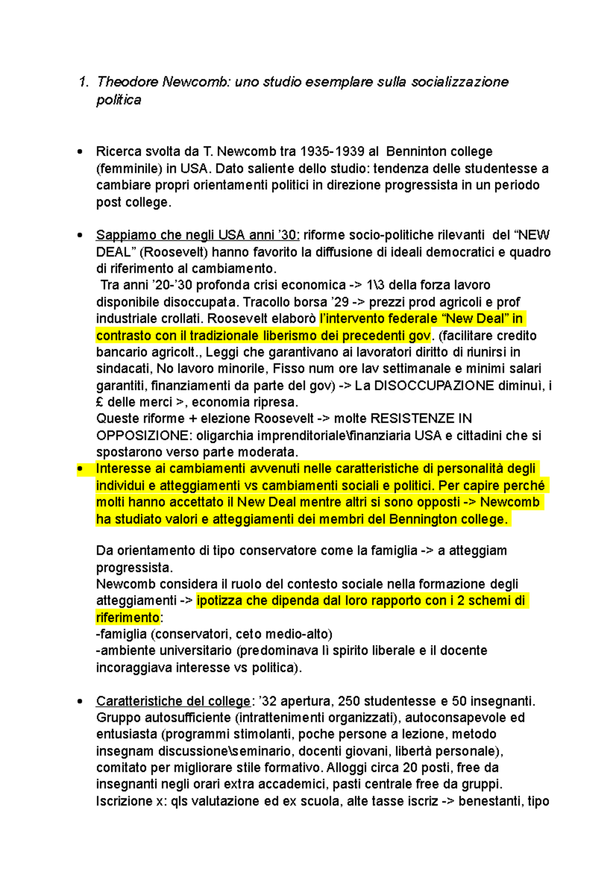 Ricerche e protagonisti -sociale - 1. Theodore Newcomb: uno studio ...