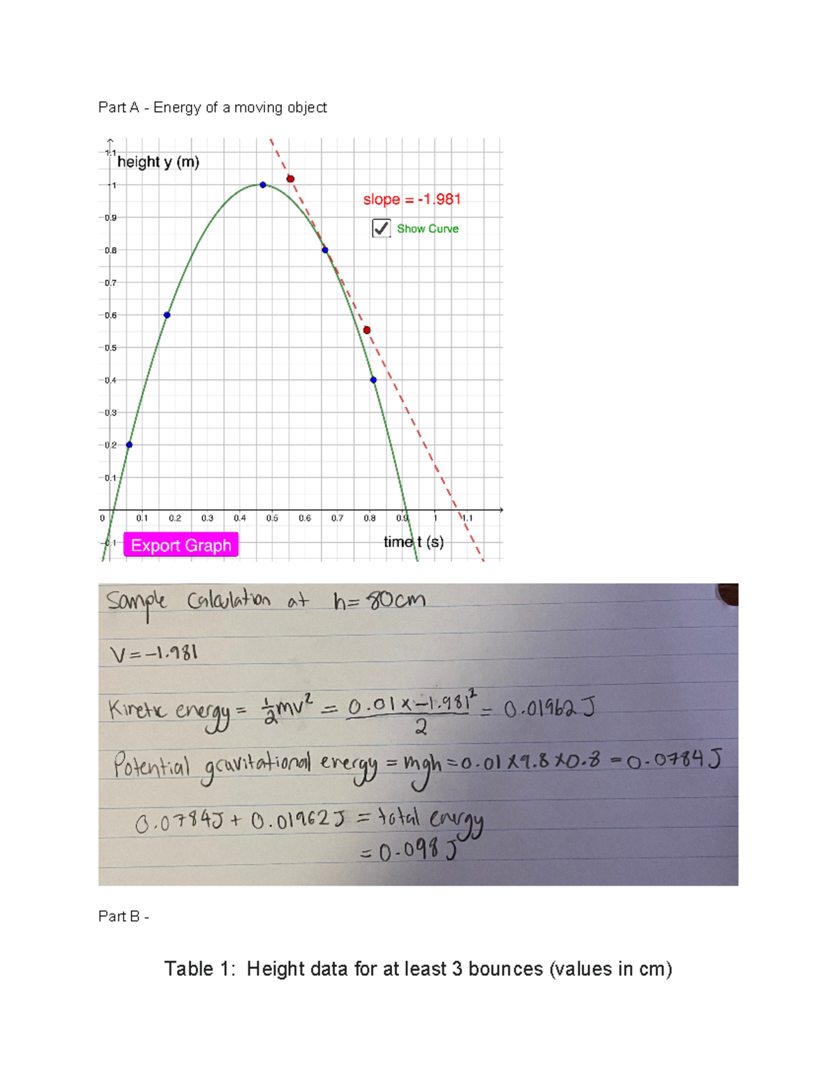 Phys Lab 2 The conservation of energy and energy efficiency - Part A ...