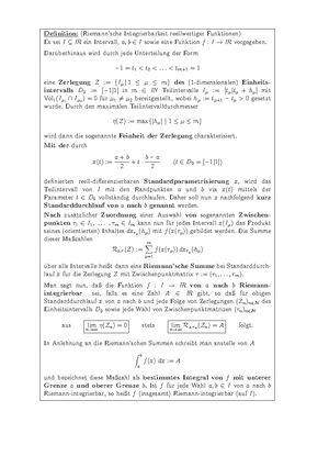 Rechenregeln Riemann-Integral - Satz. (Erste elementare Rechenregeln ...