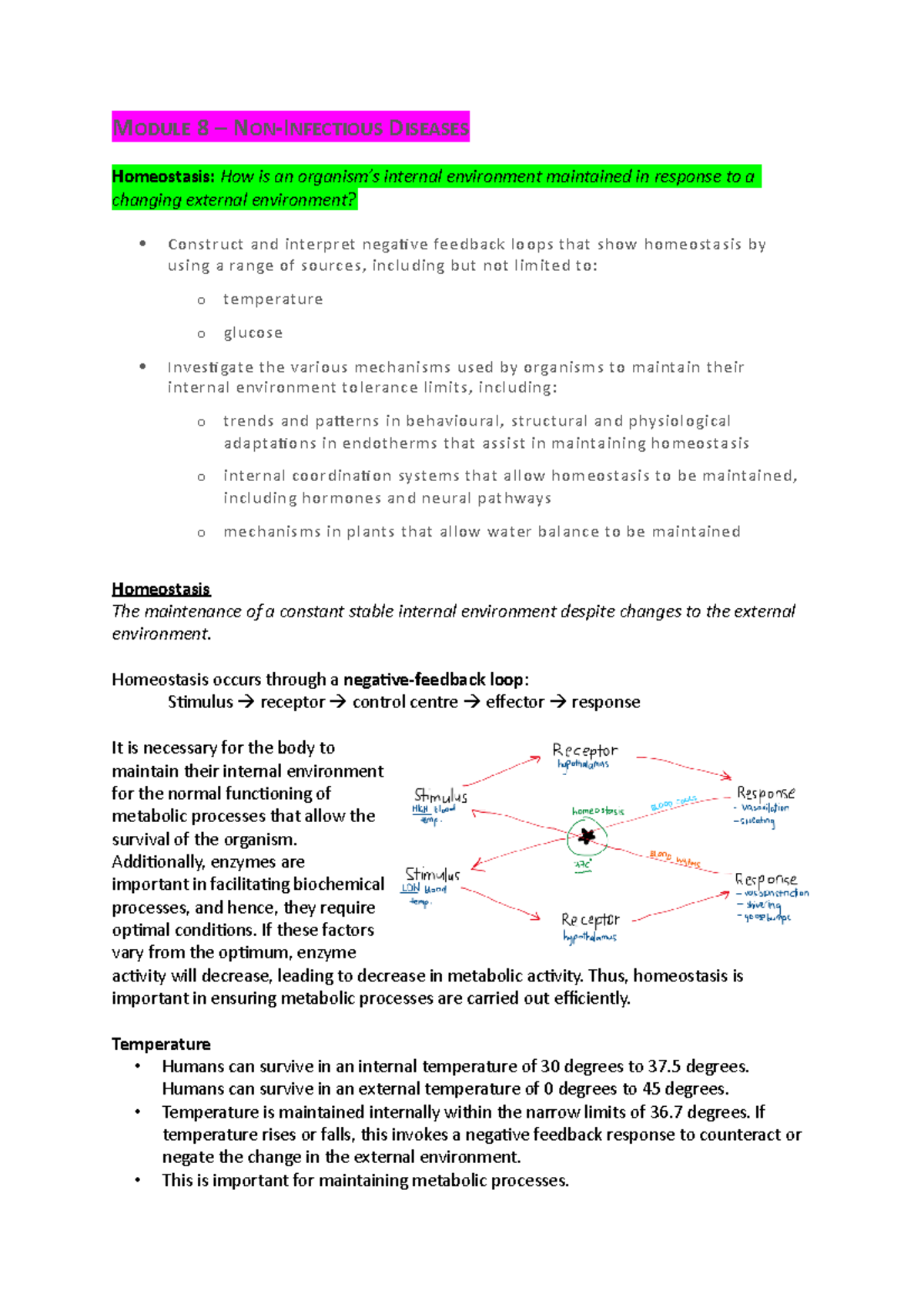 Module 8 Non-infectious disease - BIOL1 - MQ - Studocu