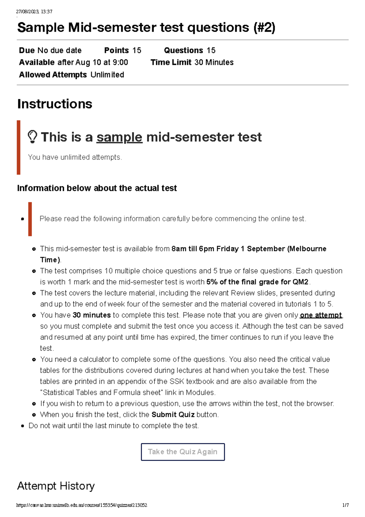Sample Mid-semester test questions (#2) ⚠️ Quantitative Methods 2 ...