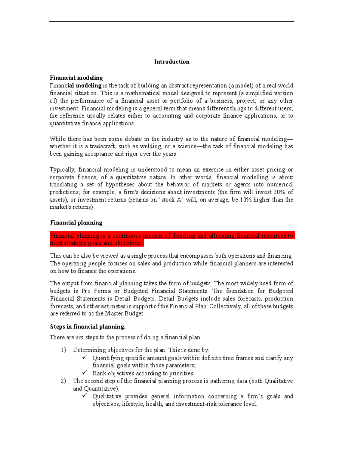 Lesson 1 Introduction TO Financial Modelling AND Forecasting ...