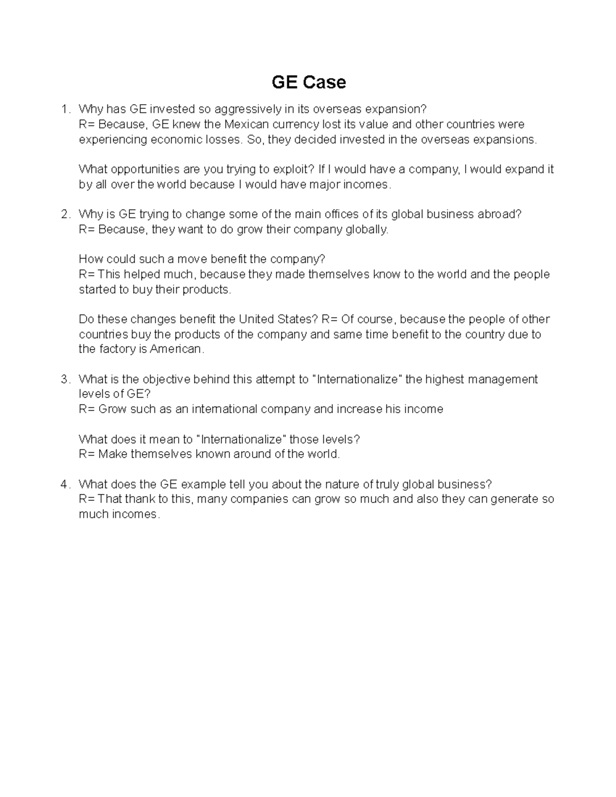 GE Case Excersice Fundamentos de la Comercialización - GE Case Why has ...