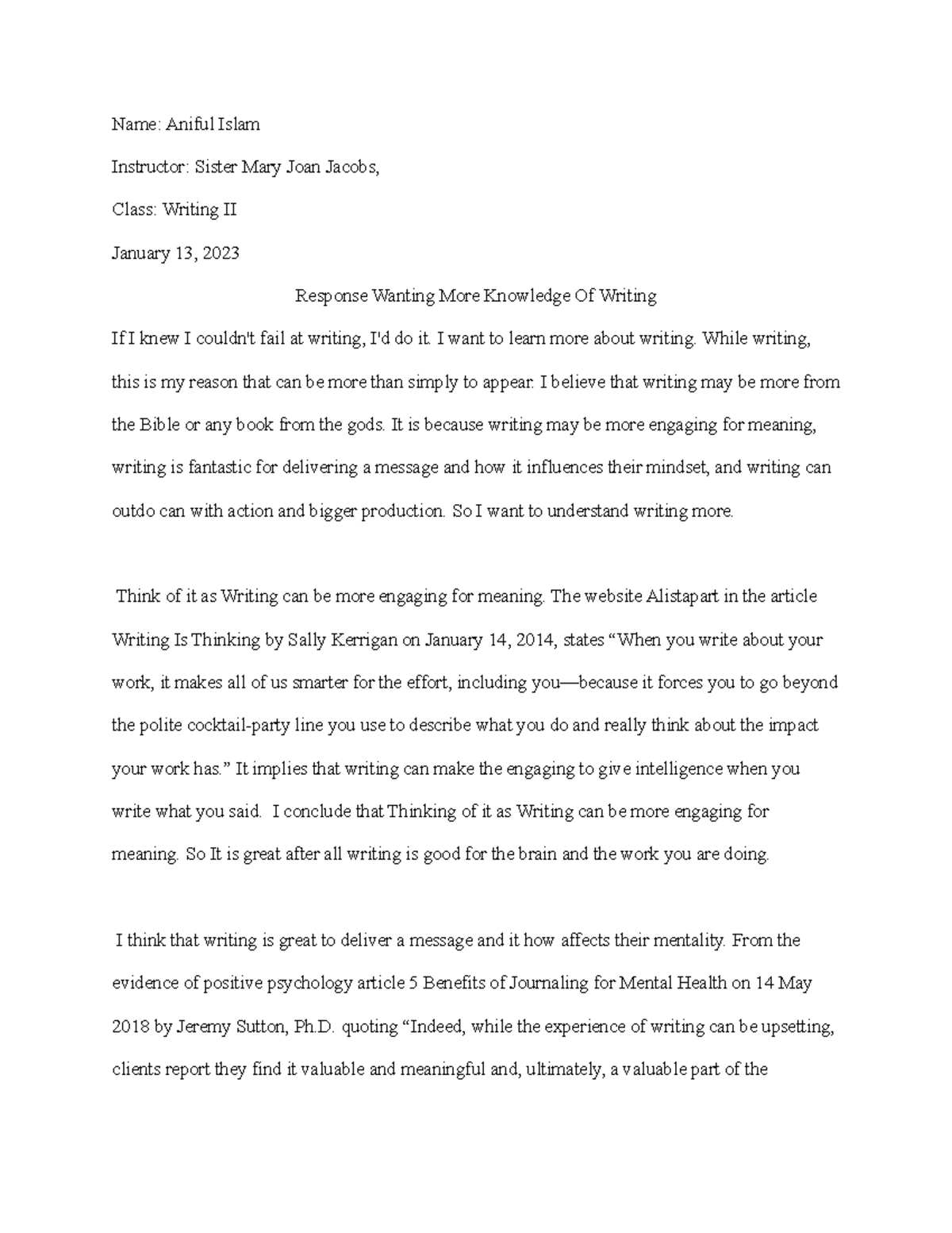 Response Wanting More Knowledge Of Writing - I want to learn more about ...