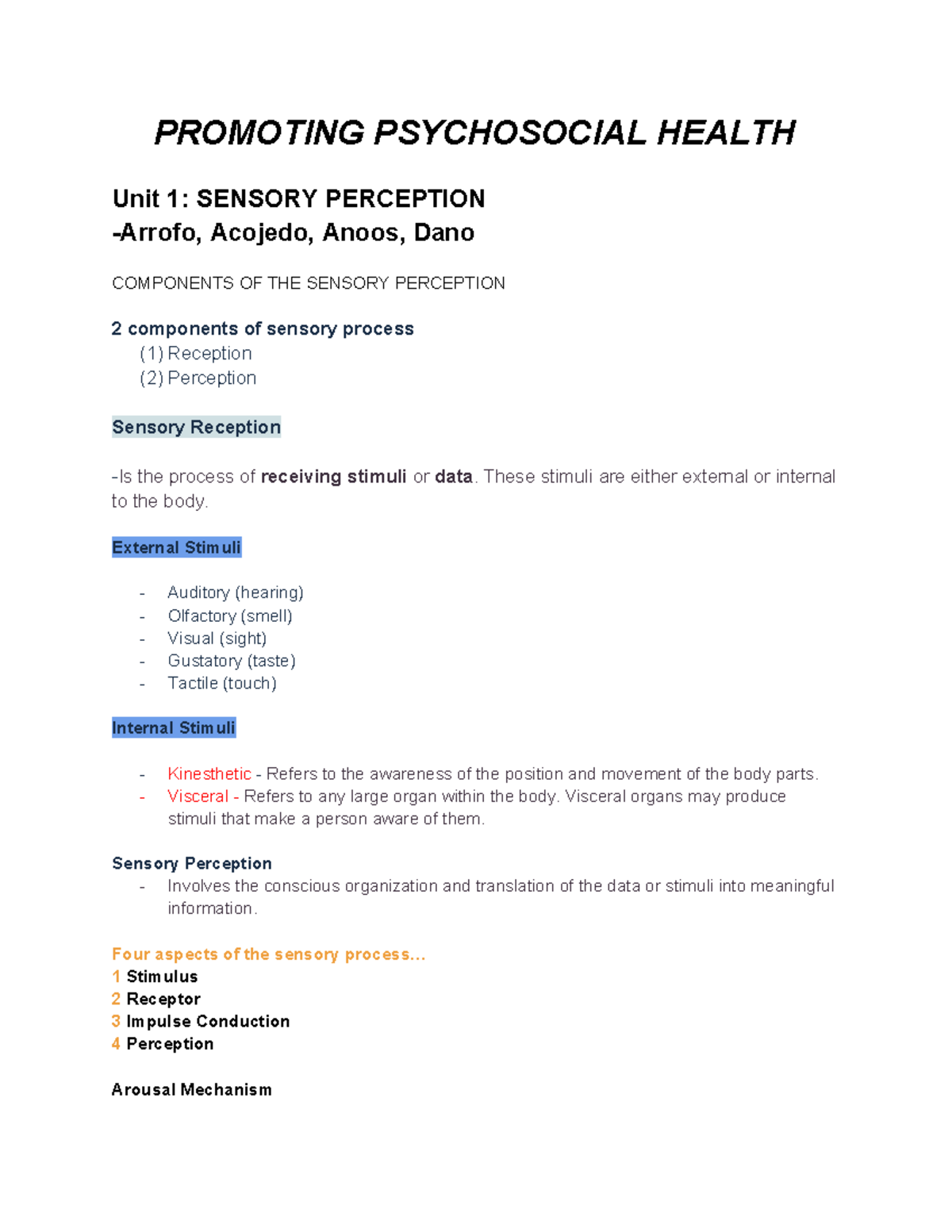 Group 3 Psychosocial Interventions - PROMOTING PSYCHOSOCIAL HEALTH Unit ...