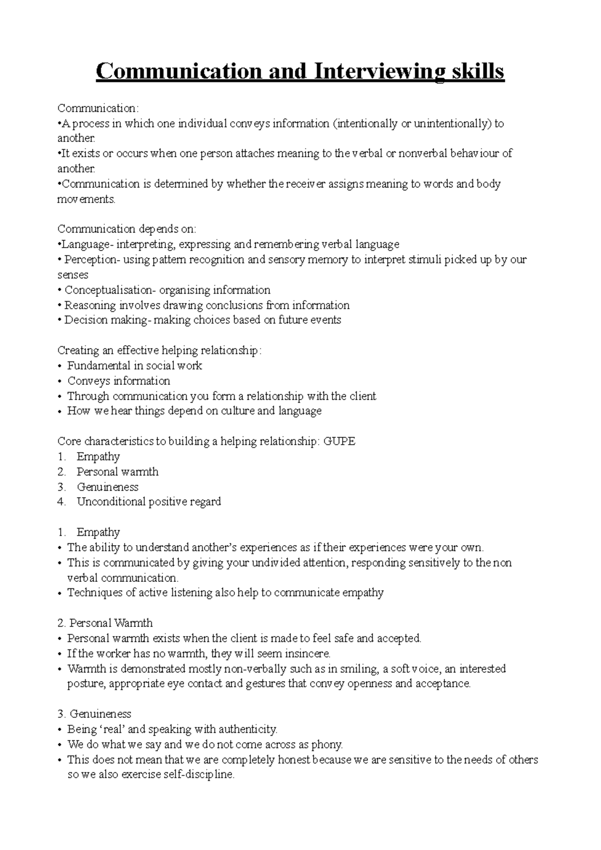 Communication and interviewing skills - Communication and Interviewing ...