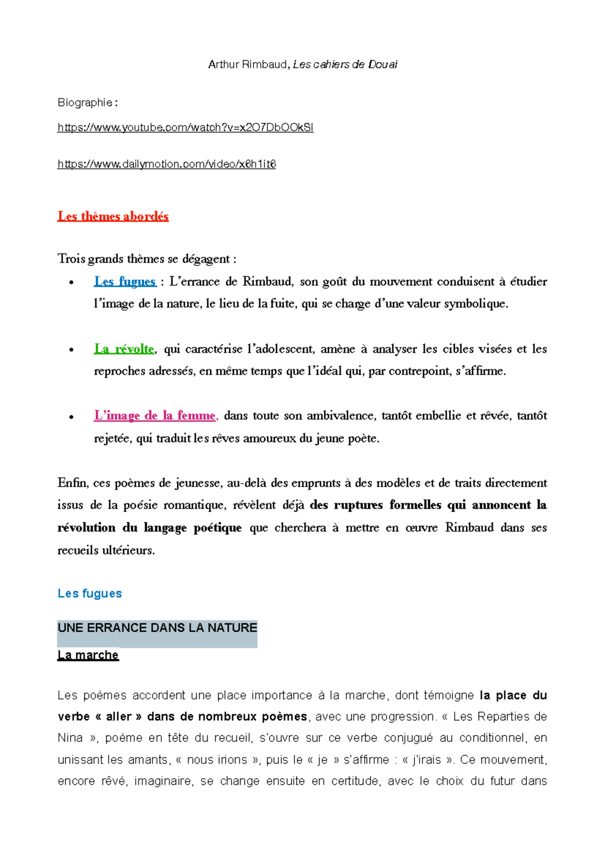 Rimbaud %22Roman%22 - Analyse linéaire - Arthur Rimbaud, Les cahiers de Douai Biographie : - Studocu